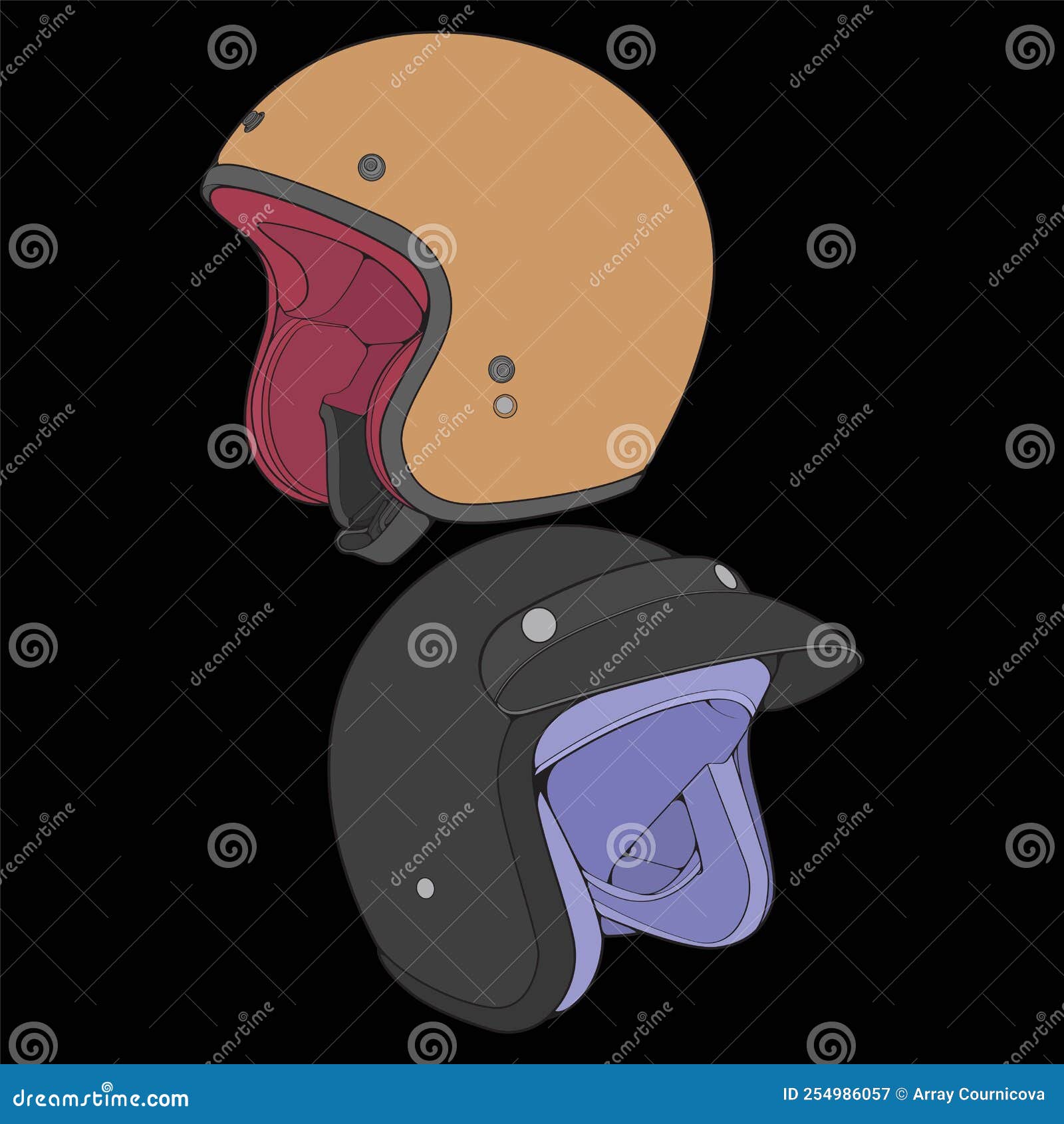 Set of Color Block Helmet Half Face Vector Illustration, Helmet Concept ...