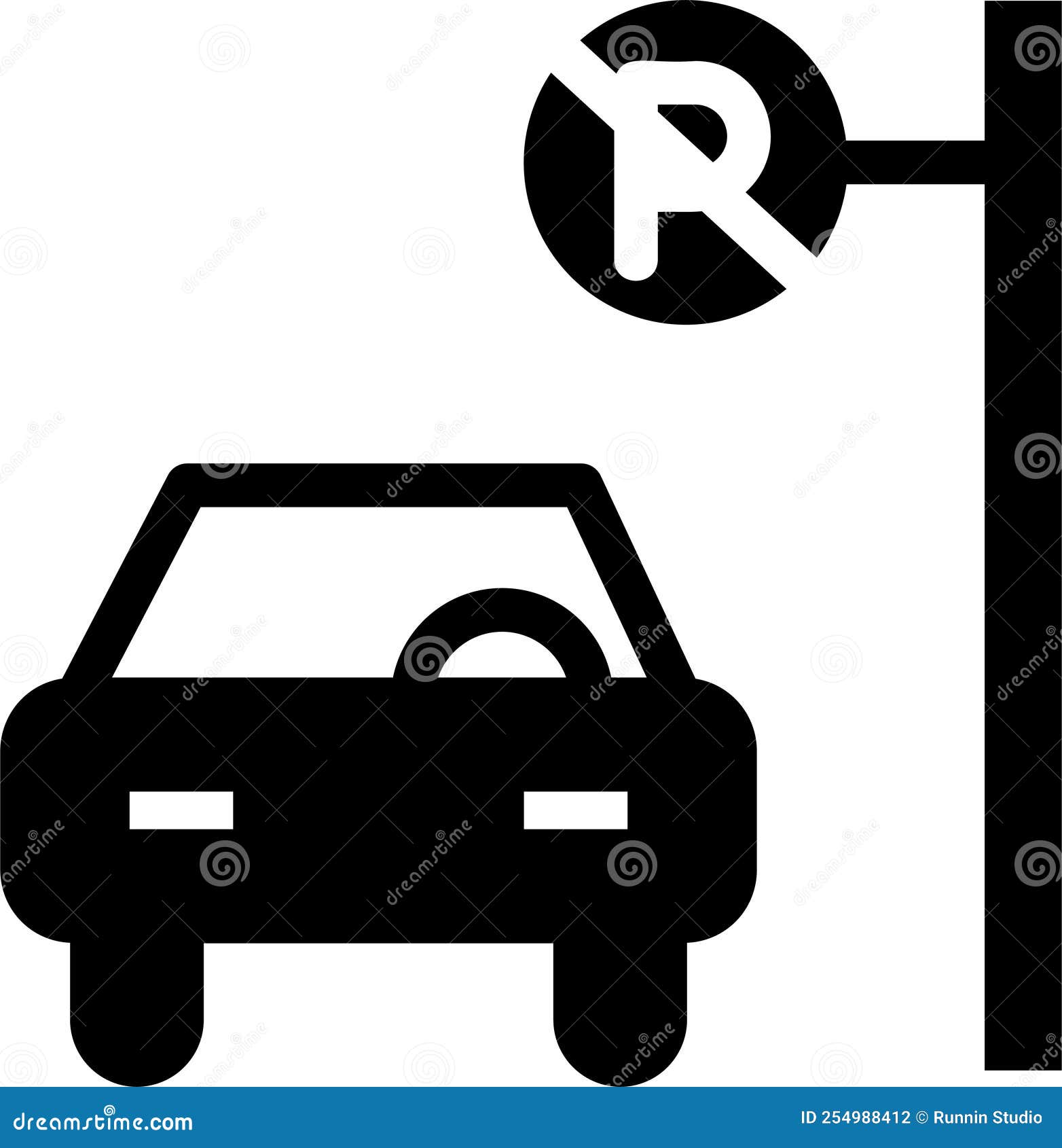 No Parking Icon with Glyph Style Stock Vector - Illustration of style ...