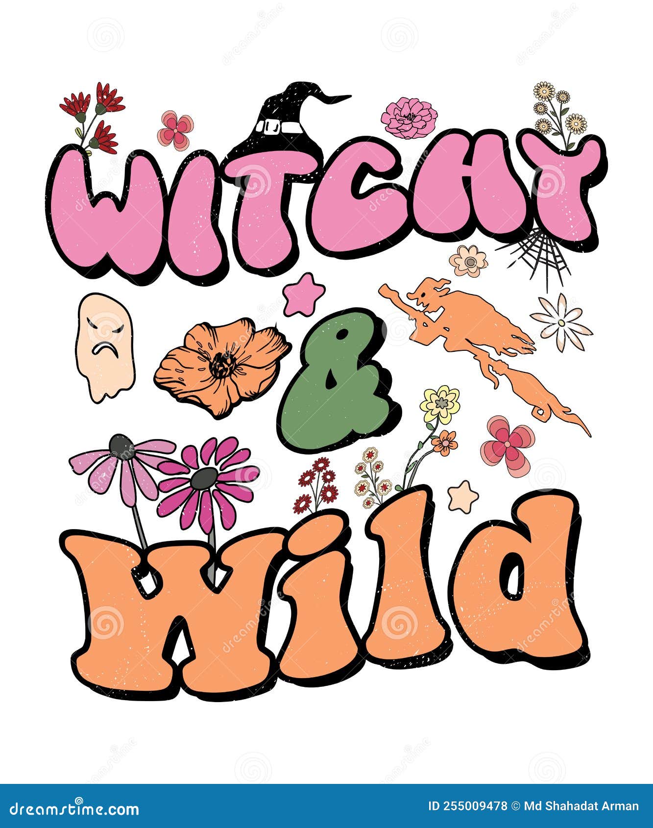 Groovy Style Halloween Typography T-shirt Design, Groovy T-shirt Design ...