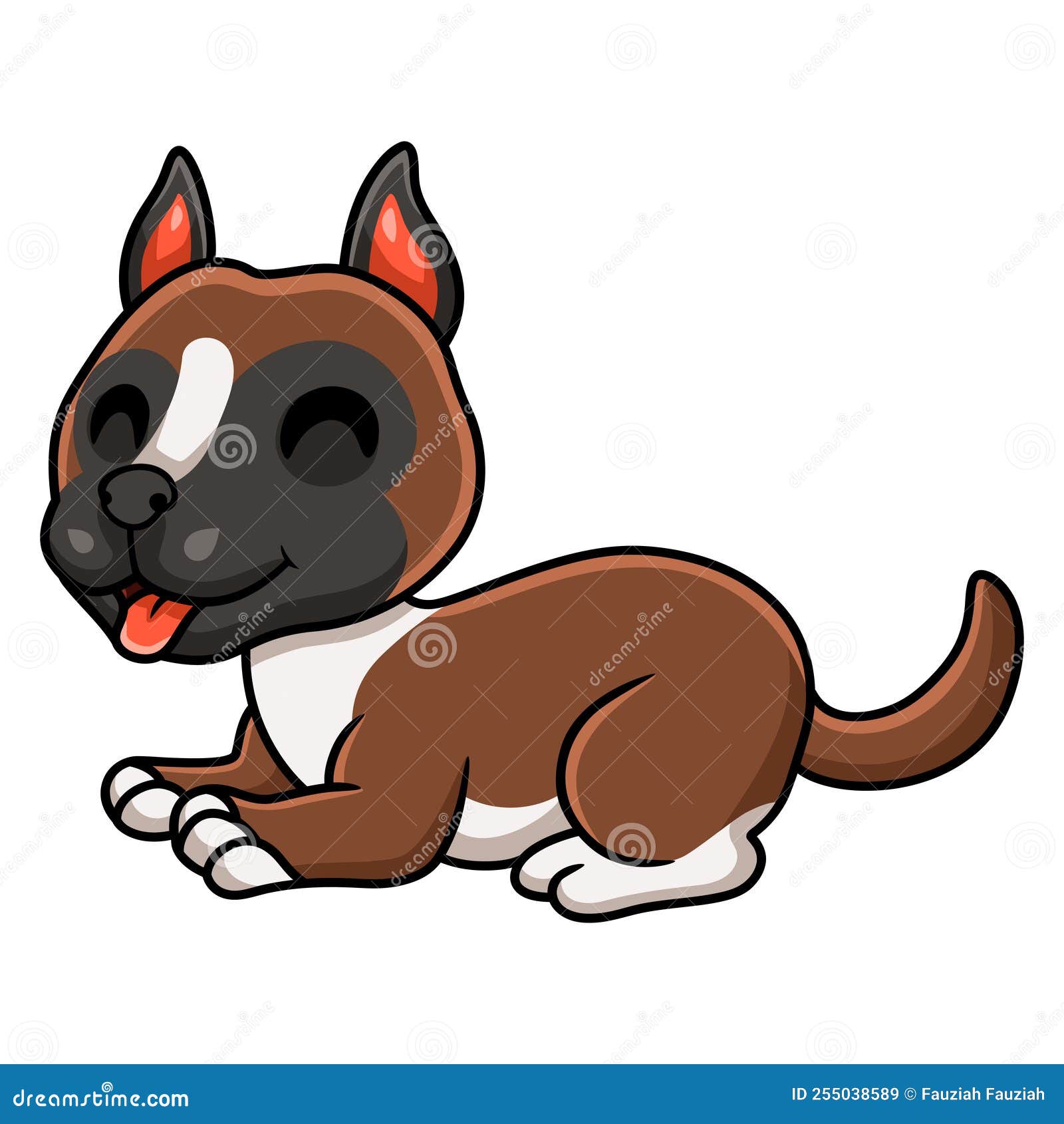 Cute Little Boxer Dog Cartoon Stock Vector - Illustration of canine ...