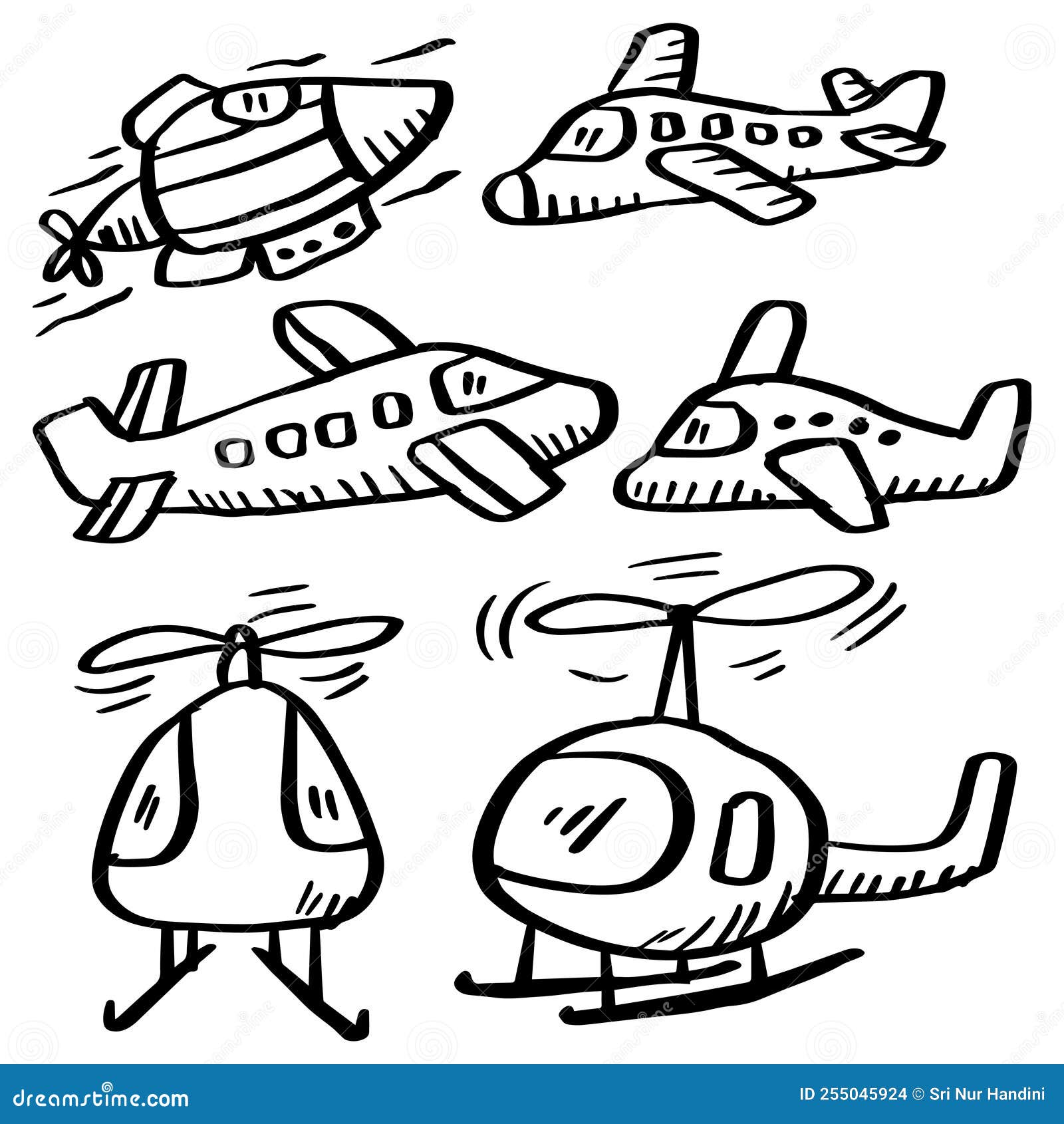 Set Of Cute Hand Drawn Kids Doodle Airplane Vector Illustration ...
