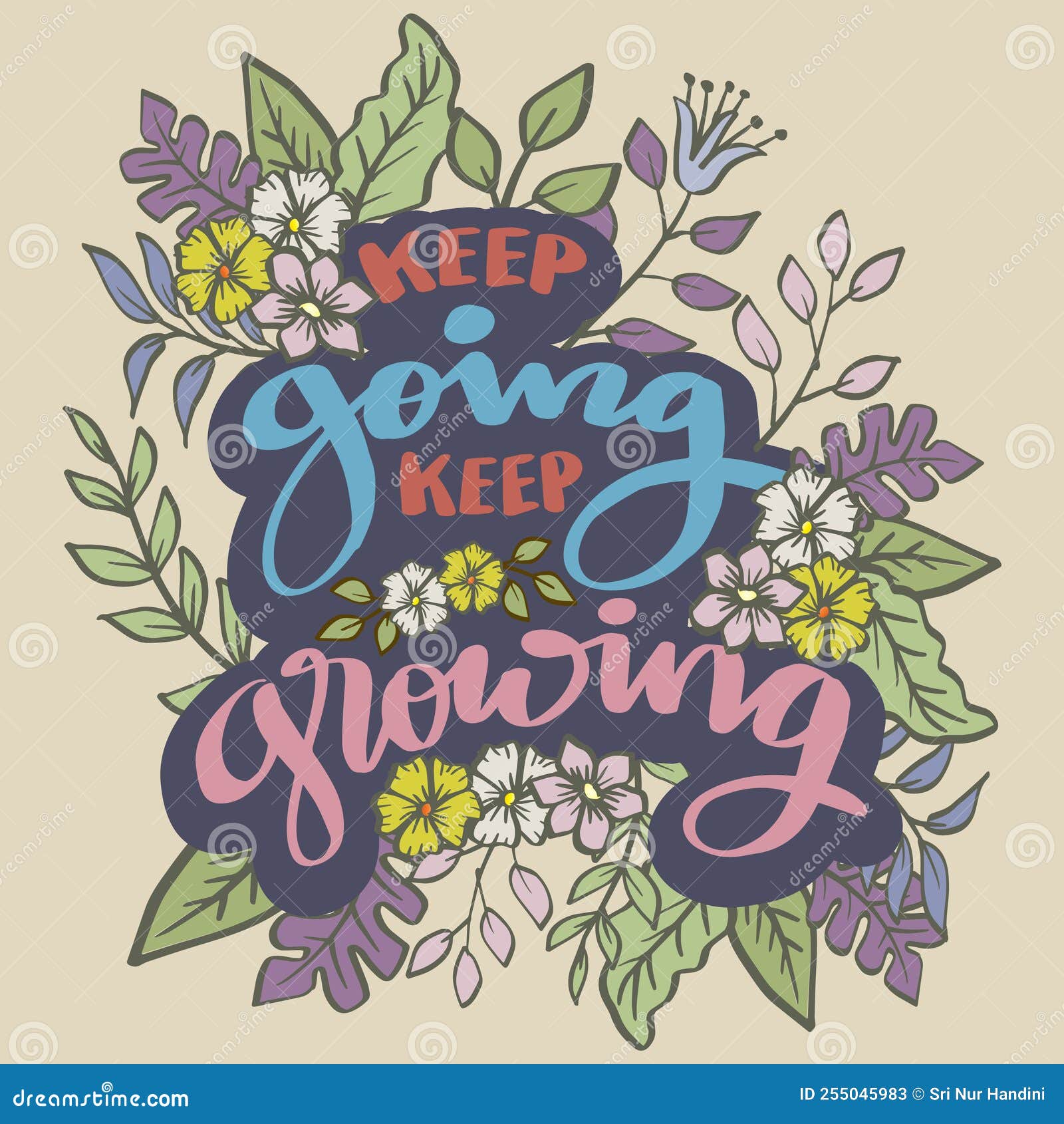Keep Going Keep Growing Hand Lettering. Stock Illustration ...