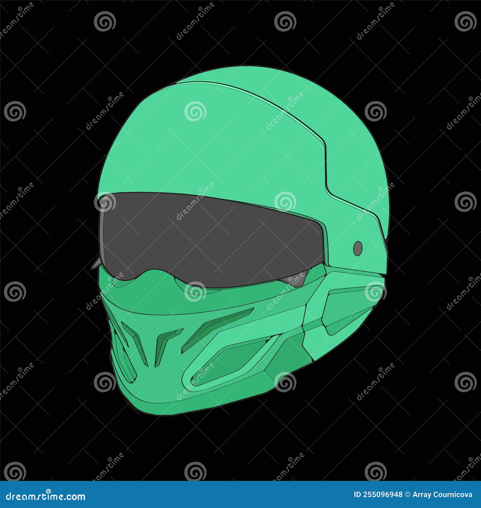 Block Helmet Full Face Vector Illustration, Helmet Concept, Helmet ...