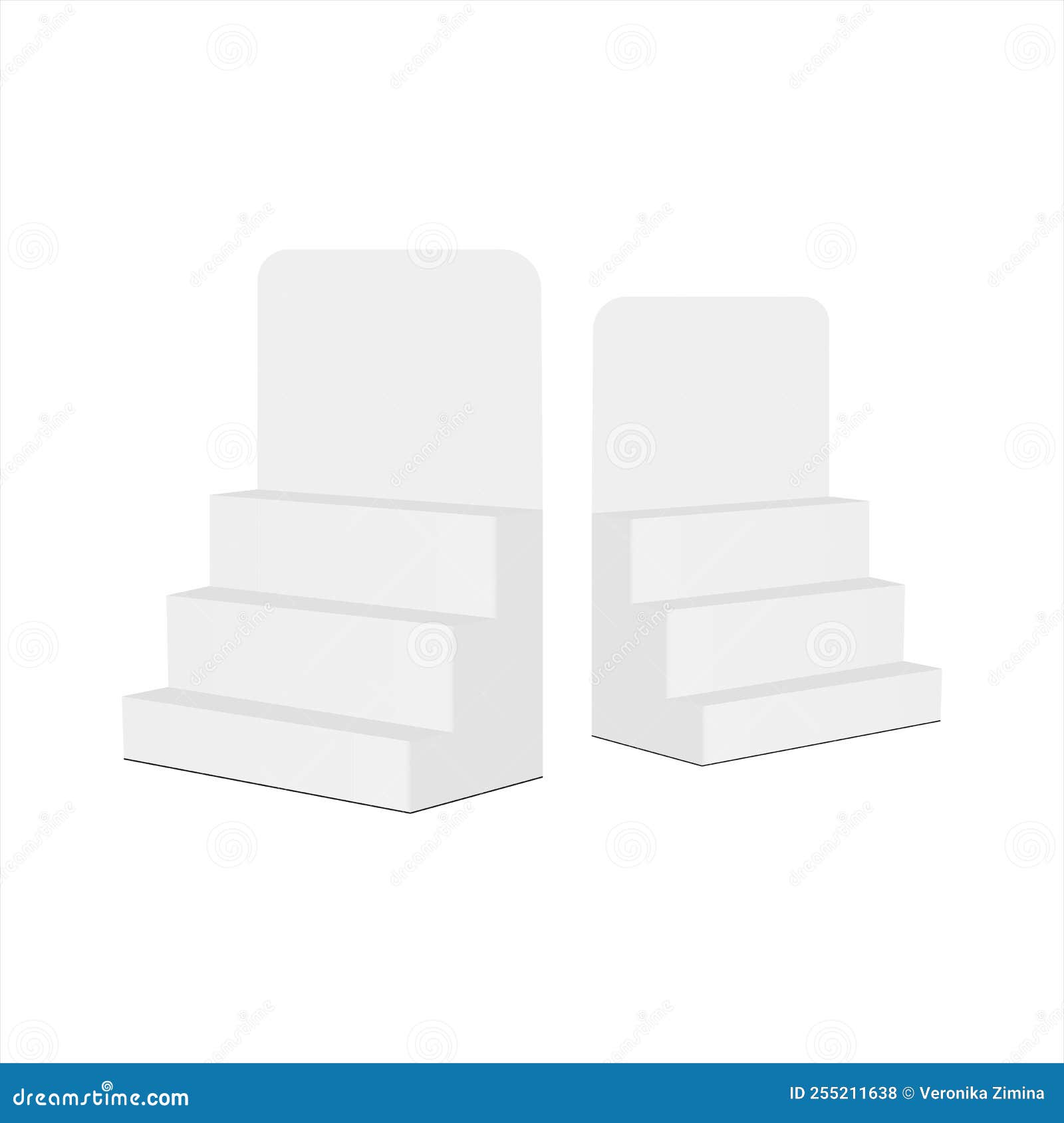 Two Countertop Display Stands with Shelves, Side View Stock Vector ...