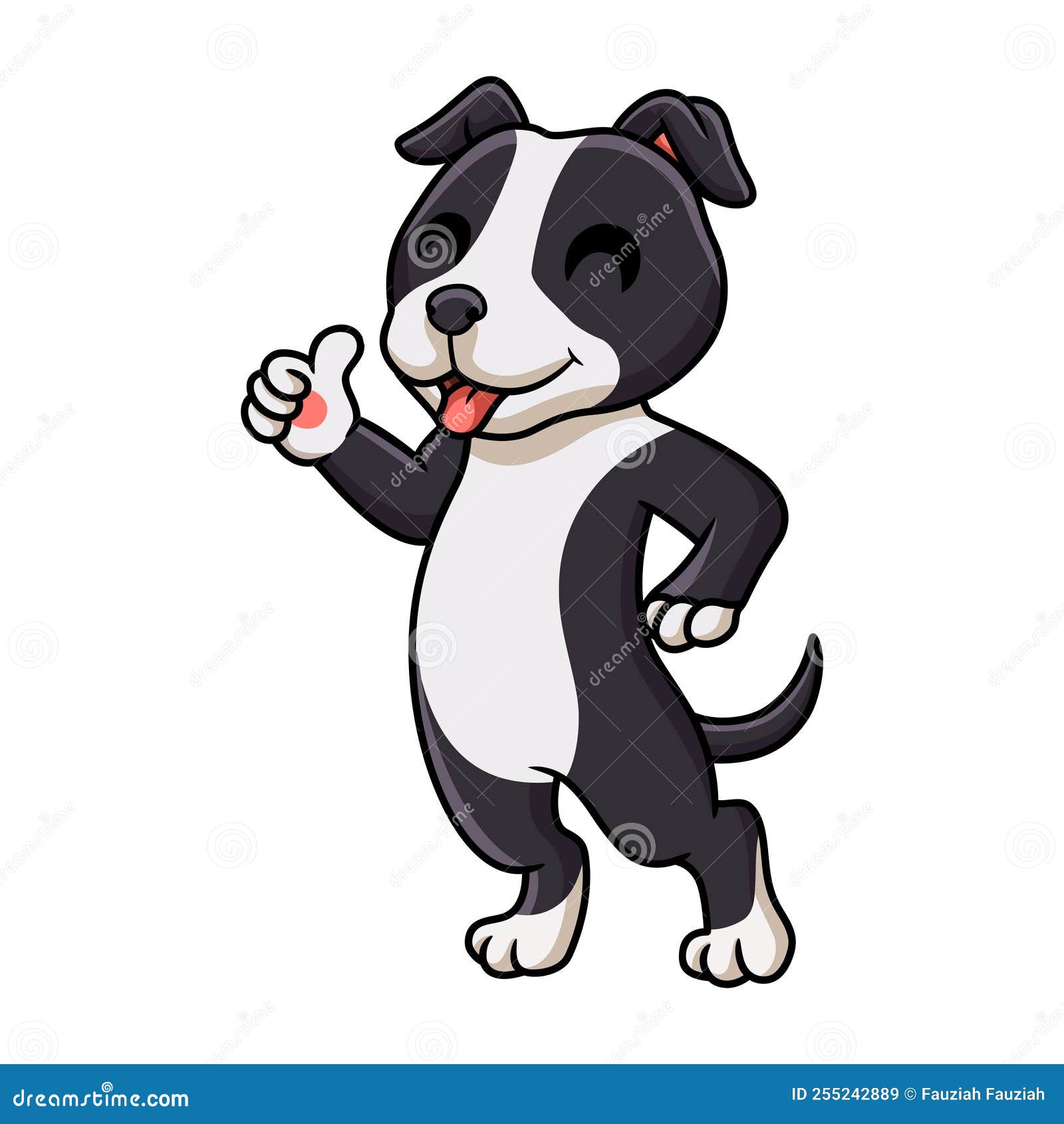 Cute American Staffordshire Terrier Dog Cartoon Giving Thumb Up Stock ...