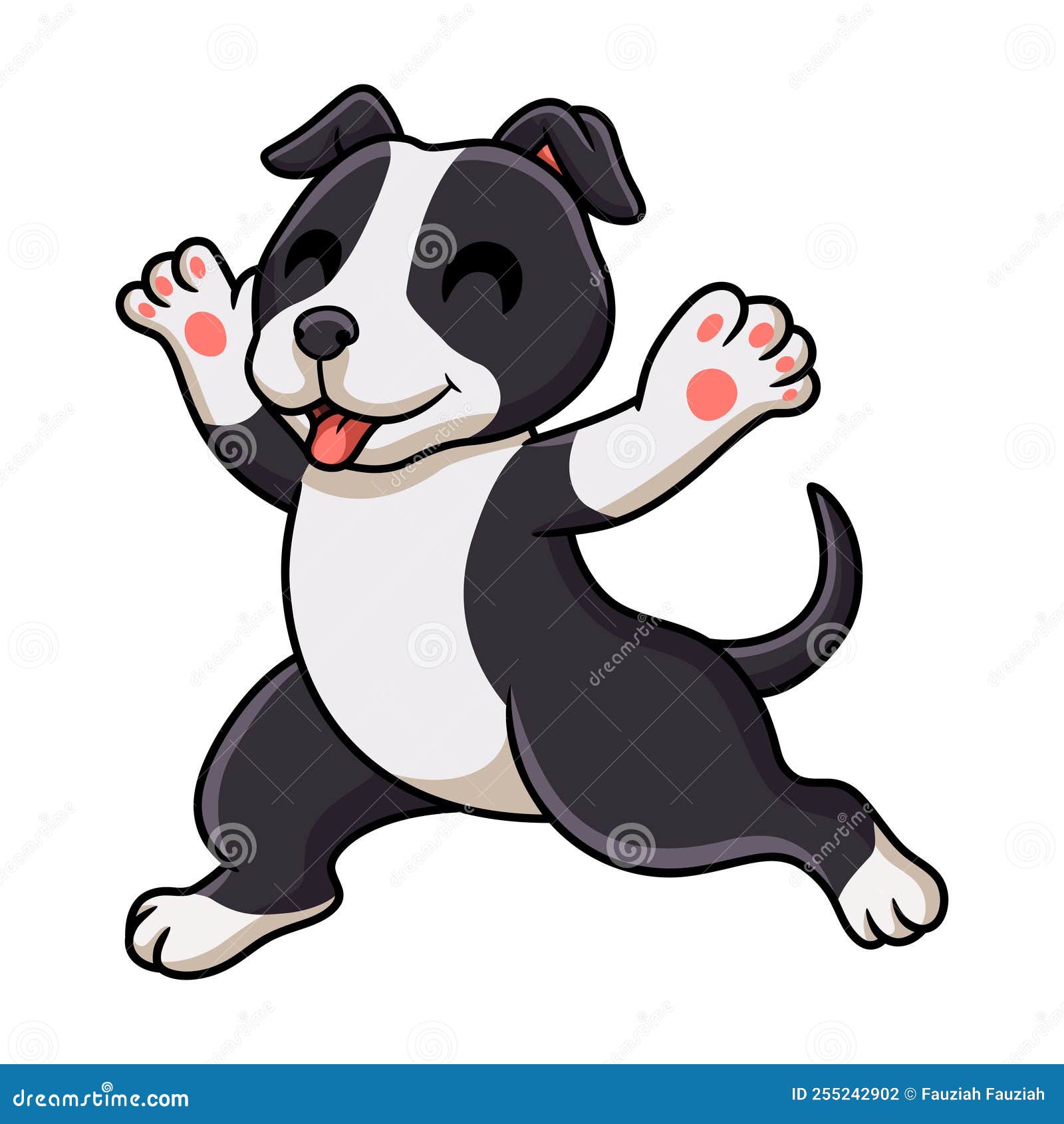 Cute American Staffordshire Terrier Dog Cartoon Walking Stock Vector ...