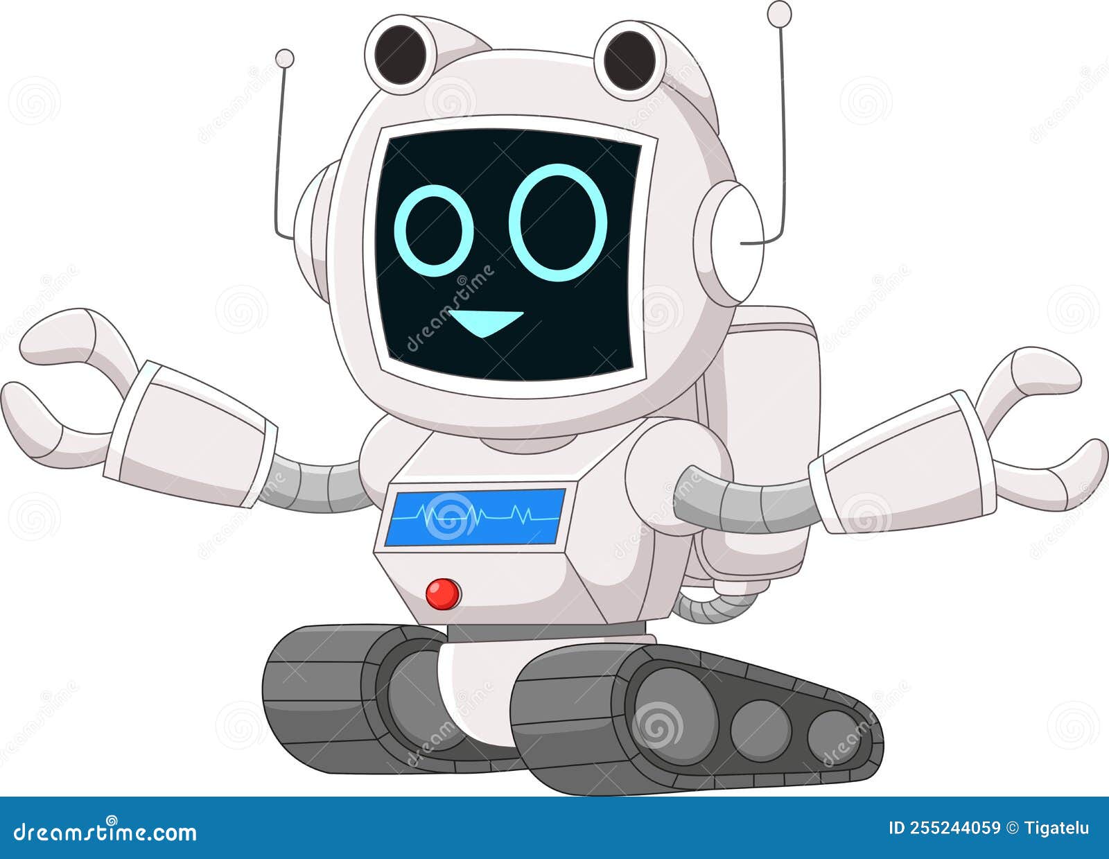 Cute Robot Cartoon with Wheels Stock Vector - Illustration of robotic ...
