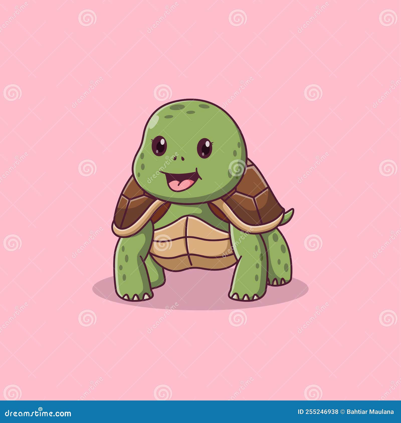 Cute Turtle Cartoon Posing. Turtle Icon Concept. Flat Cartoon Style ...