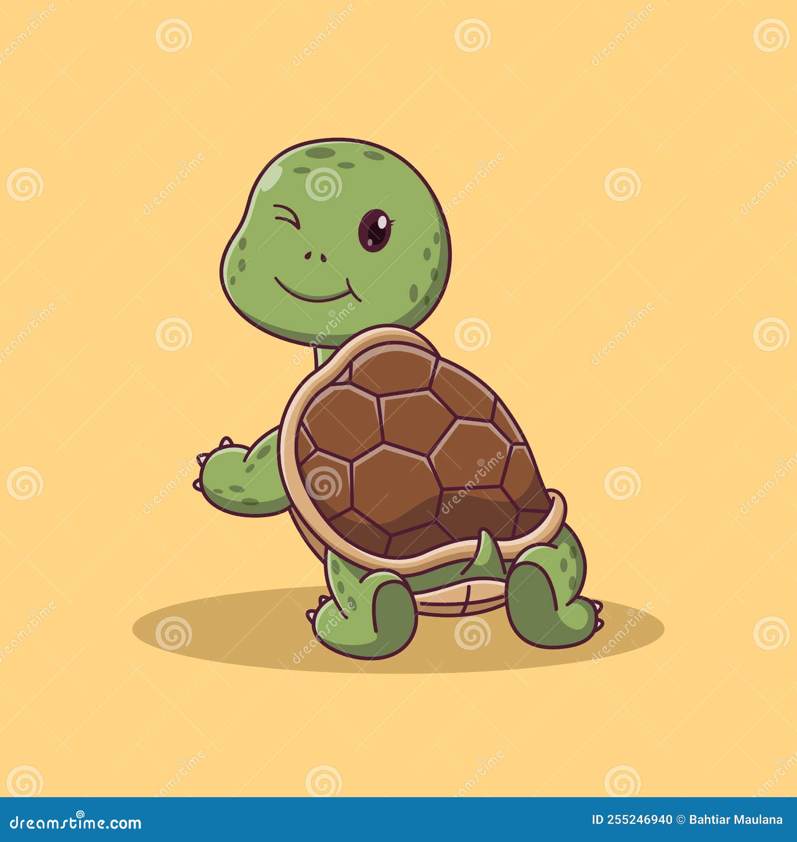 Cute Turtle Cartoon Character. Turtle Icon Concept. Flat Cartoon Style ...