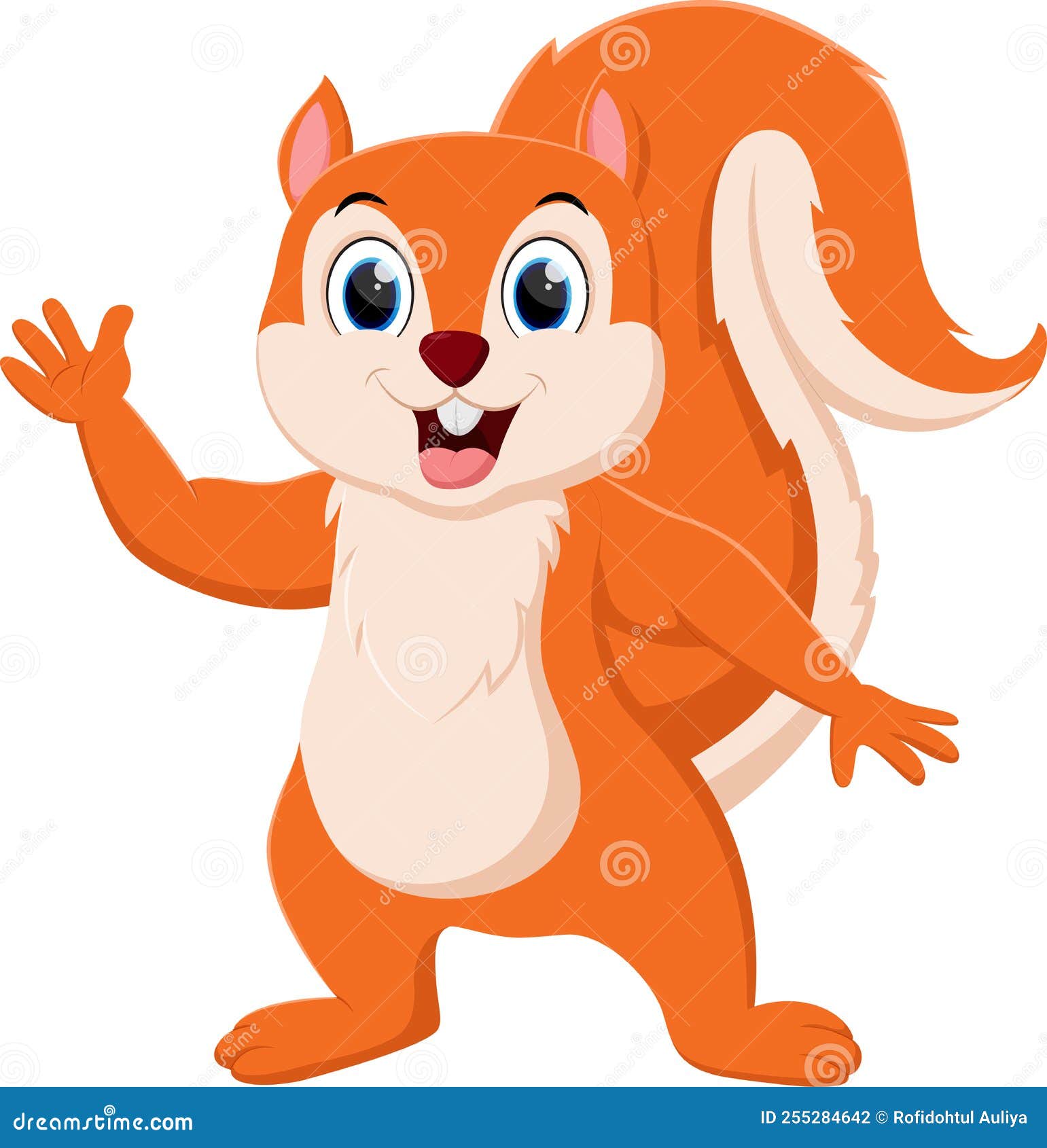 Cute Squirrel Cartoon Waving Hand Stock Vector - Illustration of fauna ...