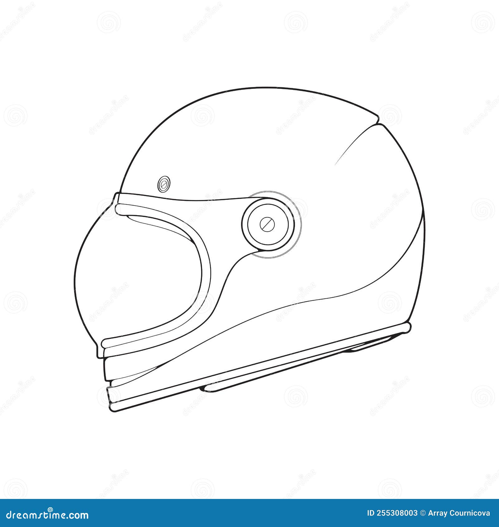 Template Helmet Full Face Line Art Helmet Vector Illustration Line Art Vector Helmet Vector