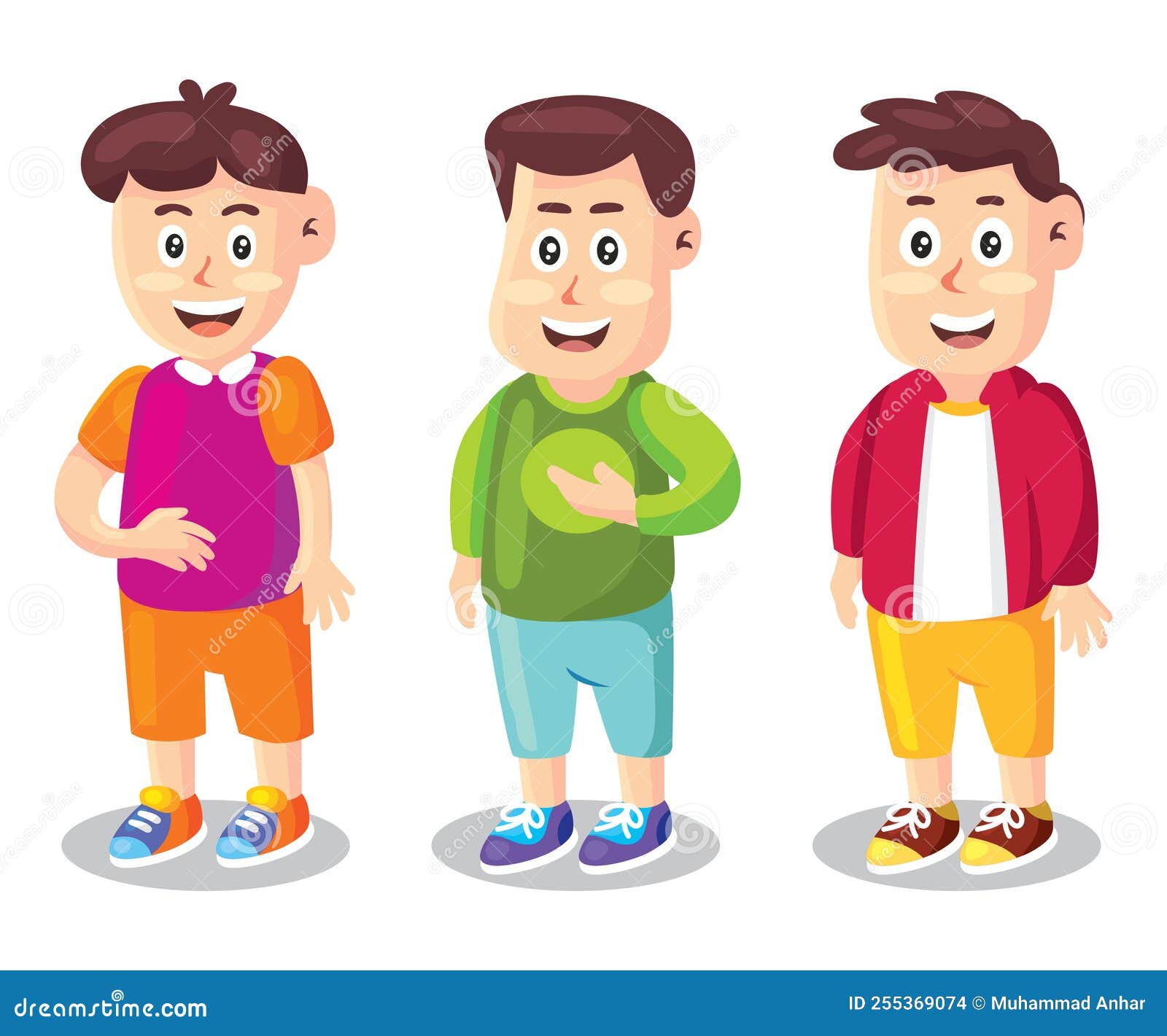 Cute Children Boy Character Bundle Stock Vector - Illustration of young ...