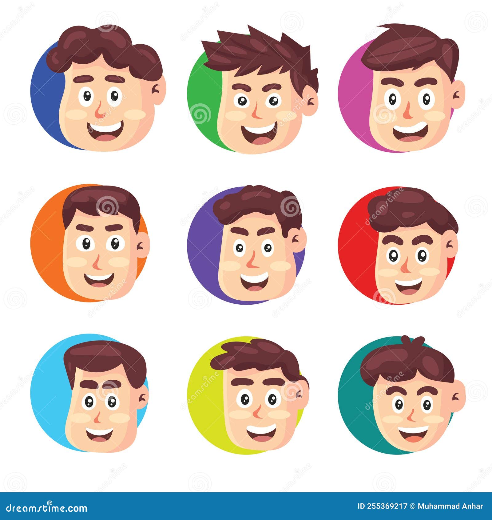 Avatar pack children boy stock vector. Illustration of hair - 255369217