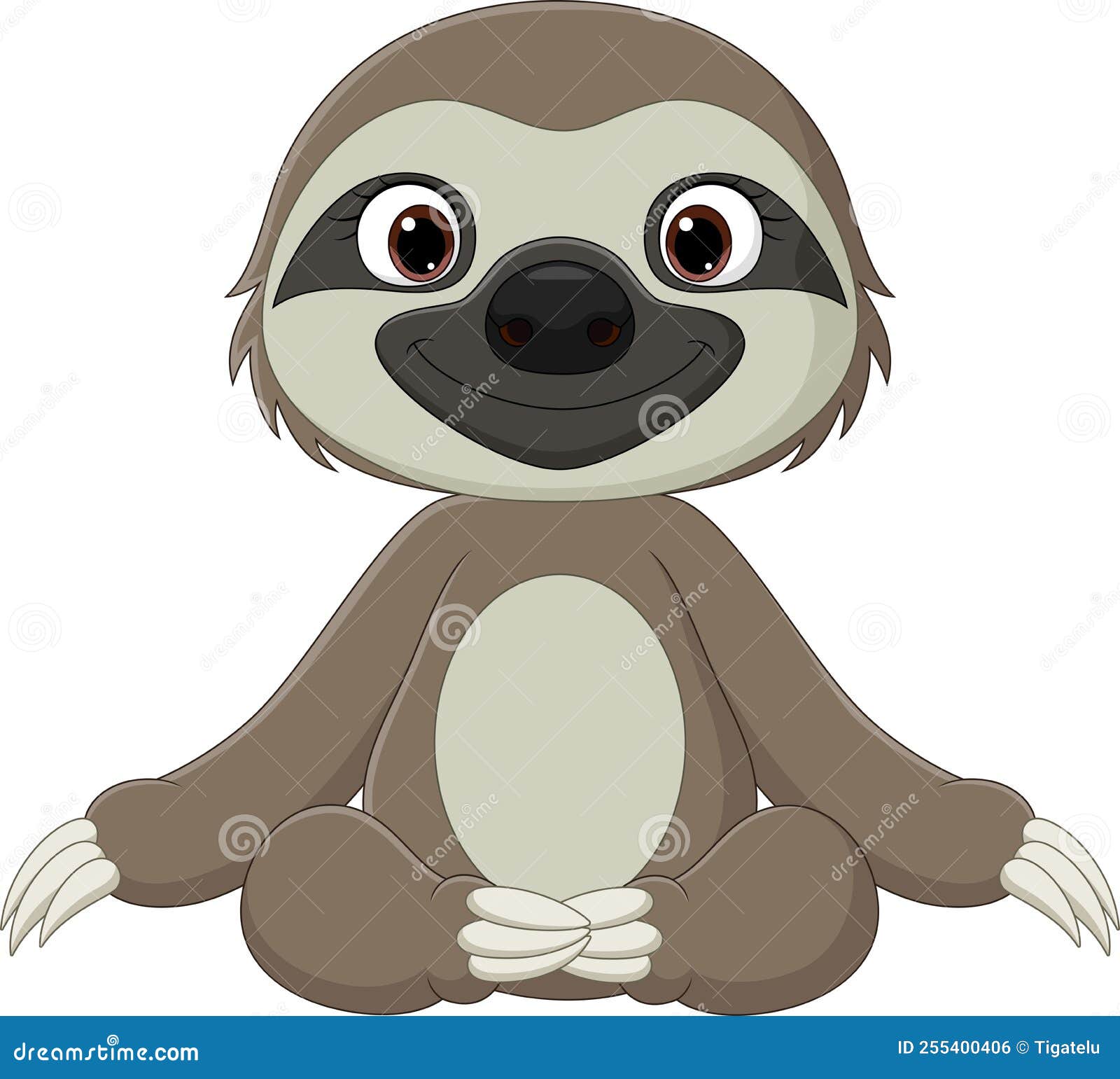 Cartoon Funny Baby Sloth Sitting Stock Vector - Illustration of healthy ...