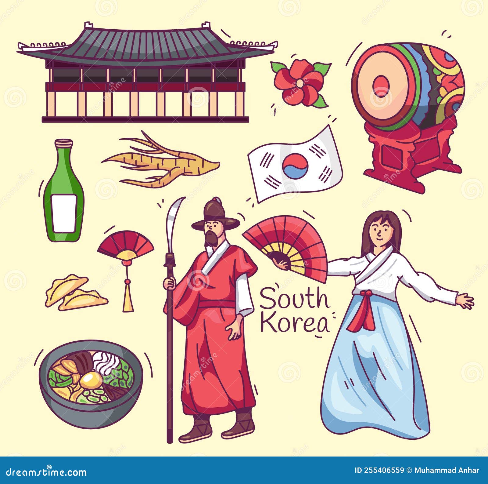 Korea Doodle Graphic Pack stock vector. Illustration of decoration ...