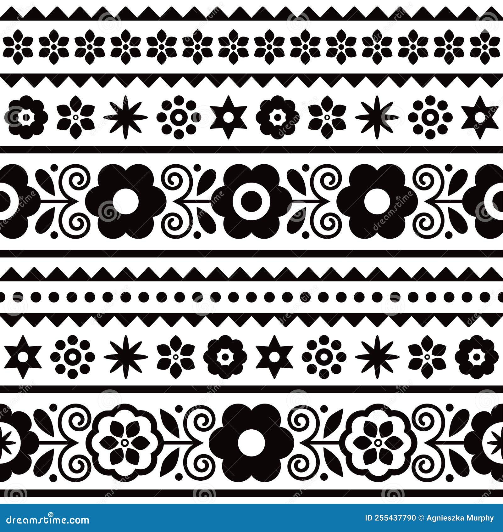 Polish Traditional Folk Art Vector Seamless Textile or Fabric Print ...