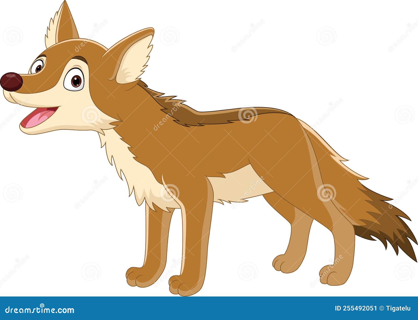 Cartoon Brown Wolf on White Background Stock Vector - Illustration of ...