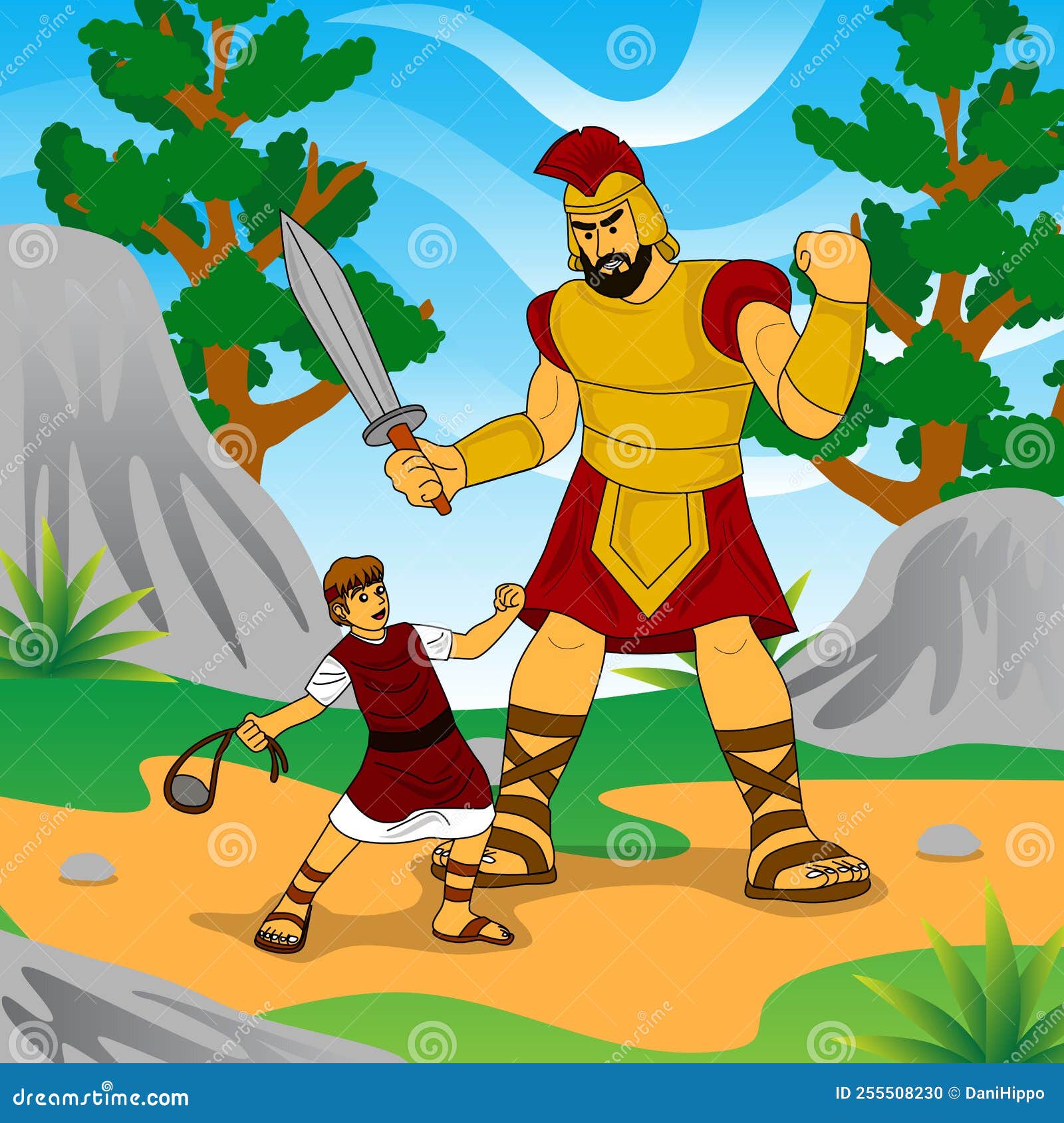 Bible Story Illustration, David Against Goliath Stock Vector ...