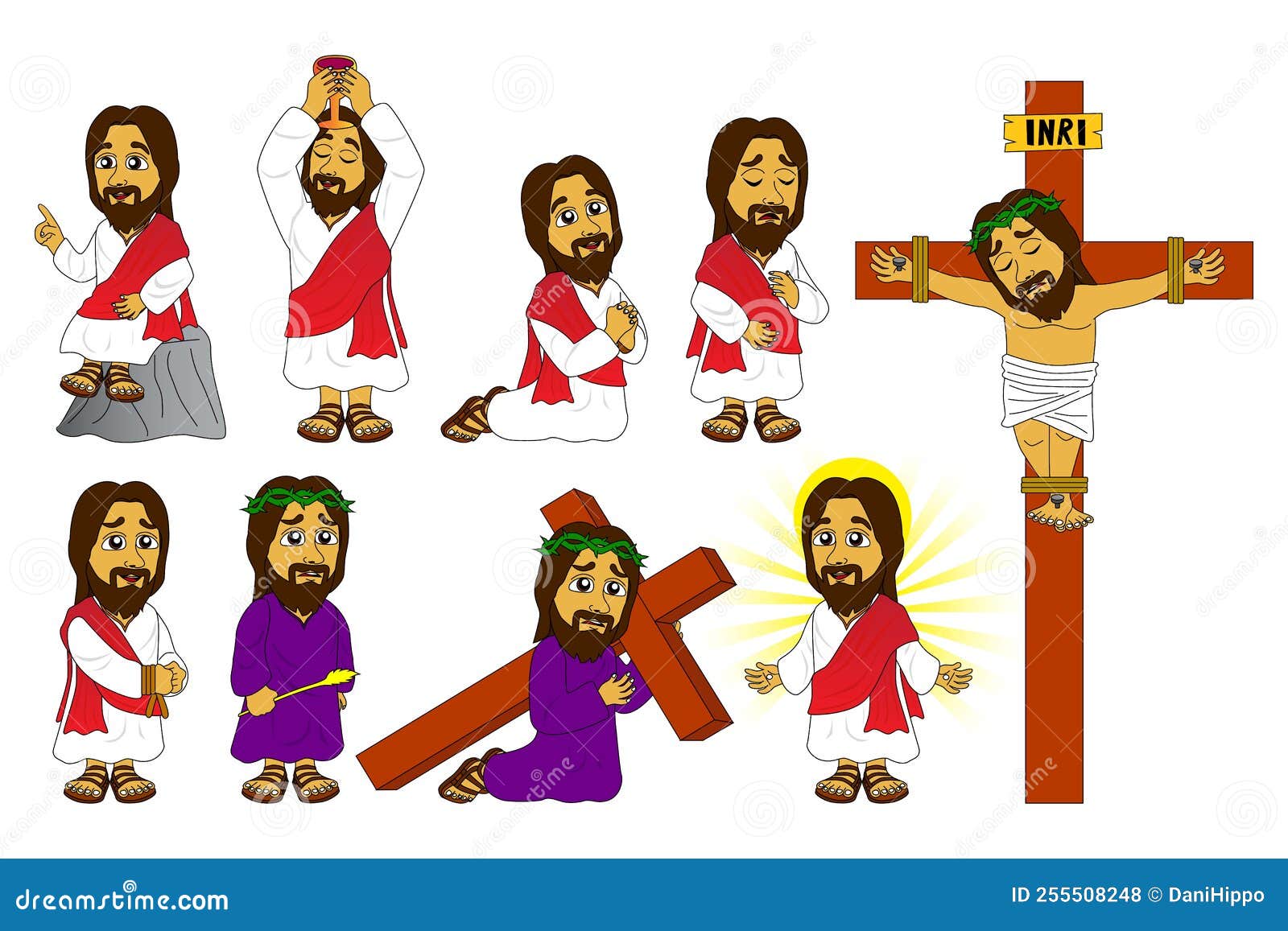 Jesus character sets stock vector. Illustration of cute - 255508248