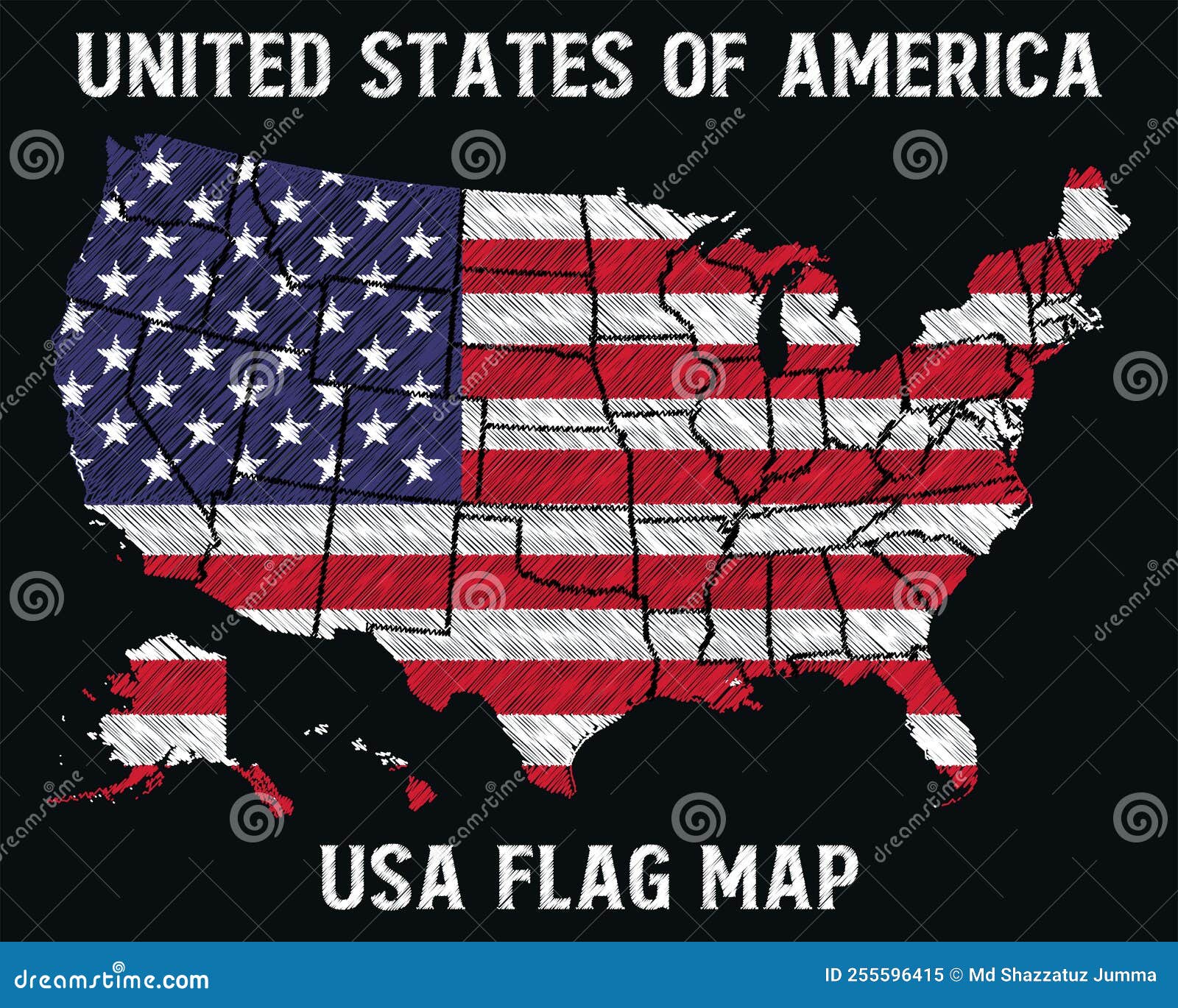 United States of America Flag Map Engraved Effect Stock Vector ...