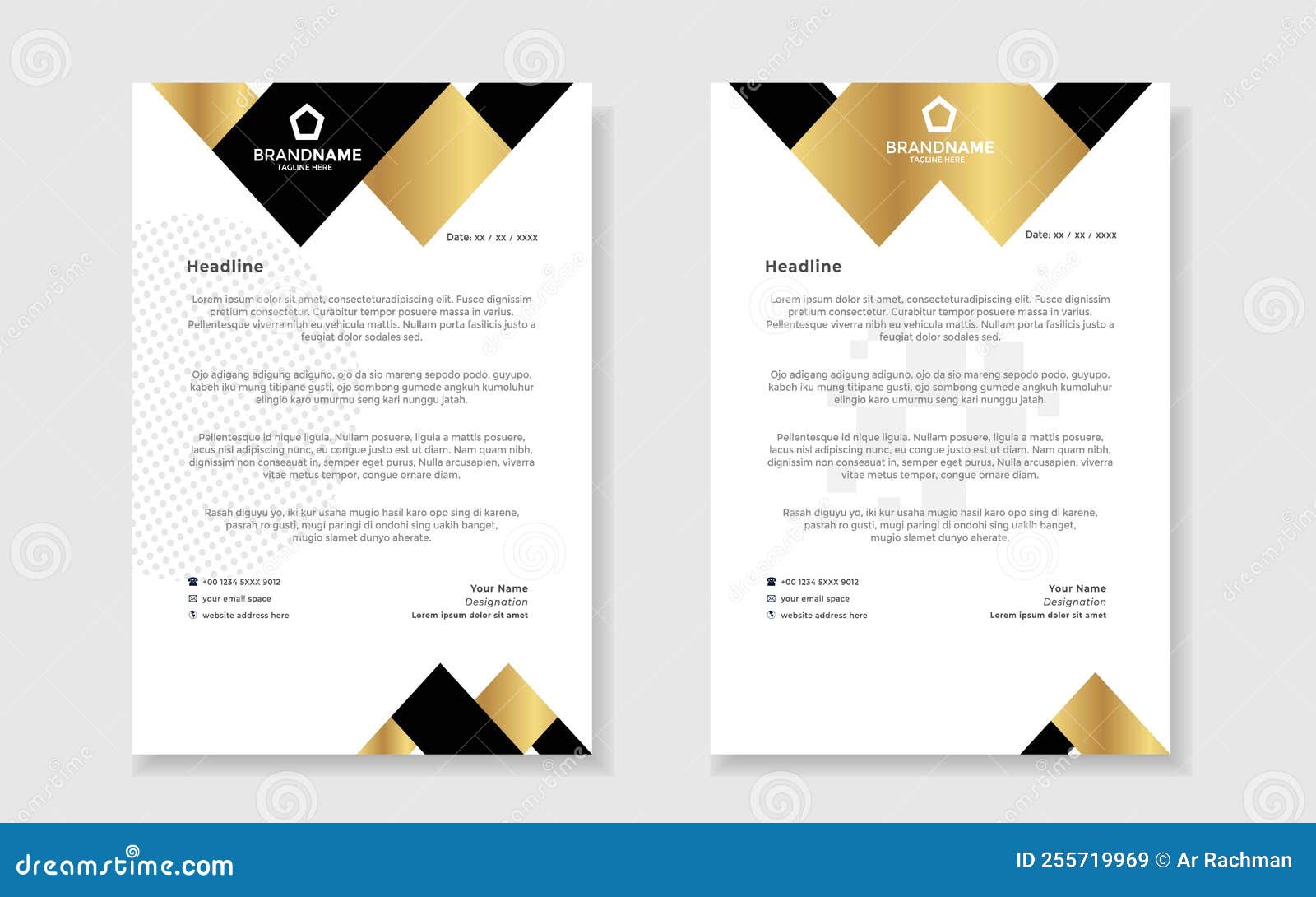 Golden Letterhead Design Template for Stationary for Business ...
