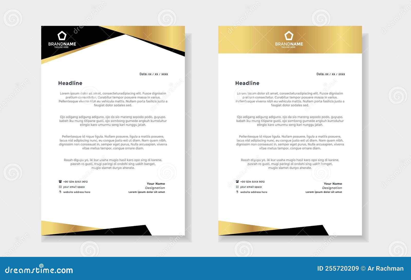 Golden Letterhead Design Template for Stationary for Business ...
