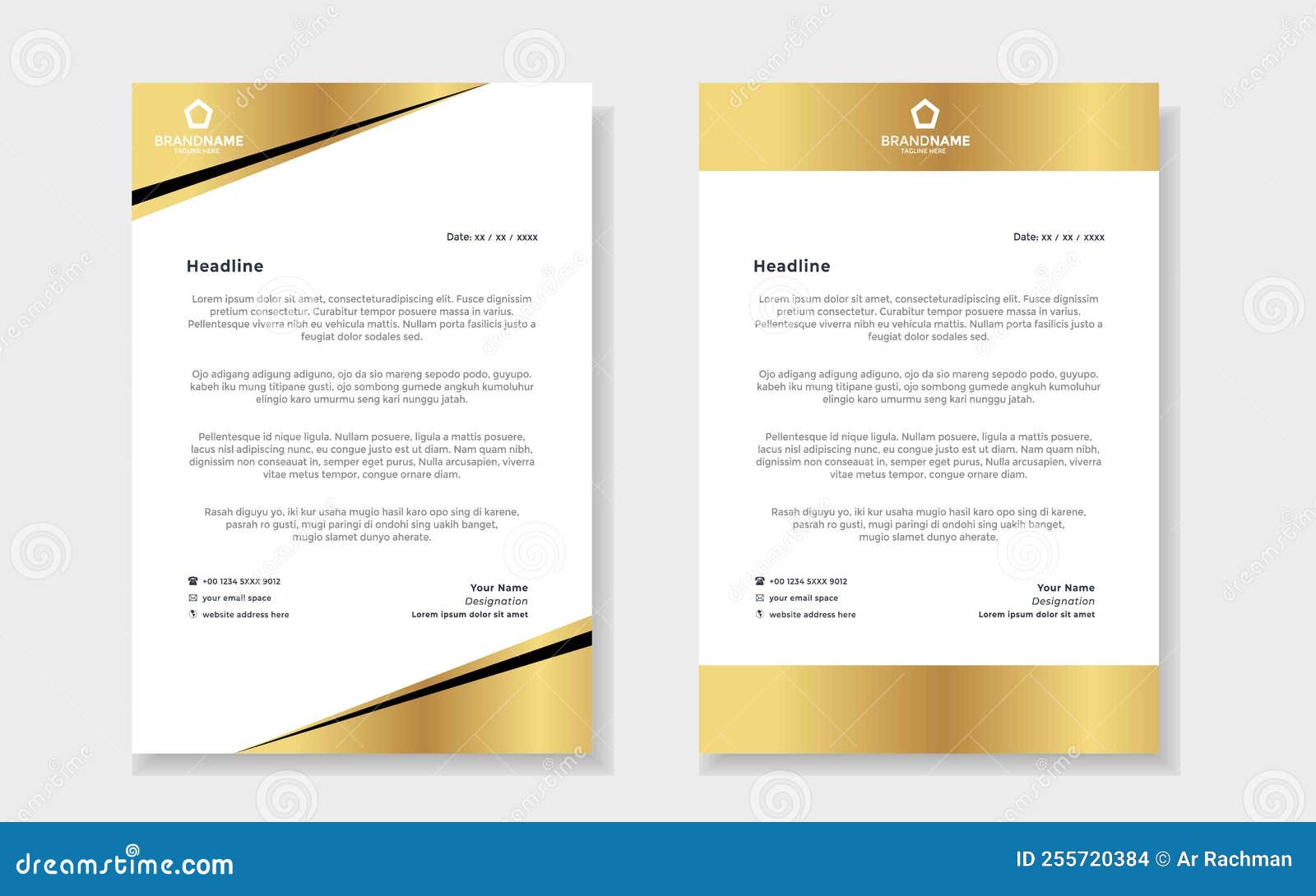 Golden Letterhead Design Template for Stationary for Business ...