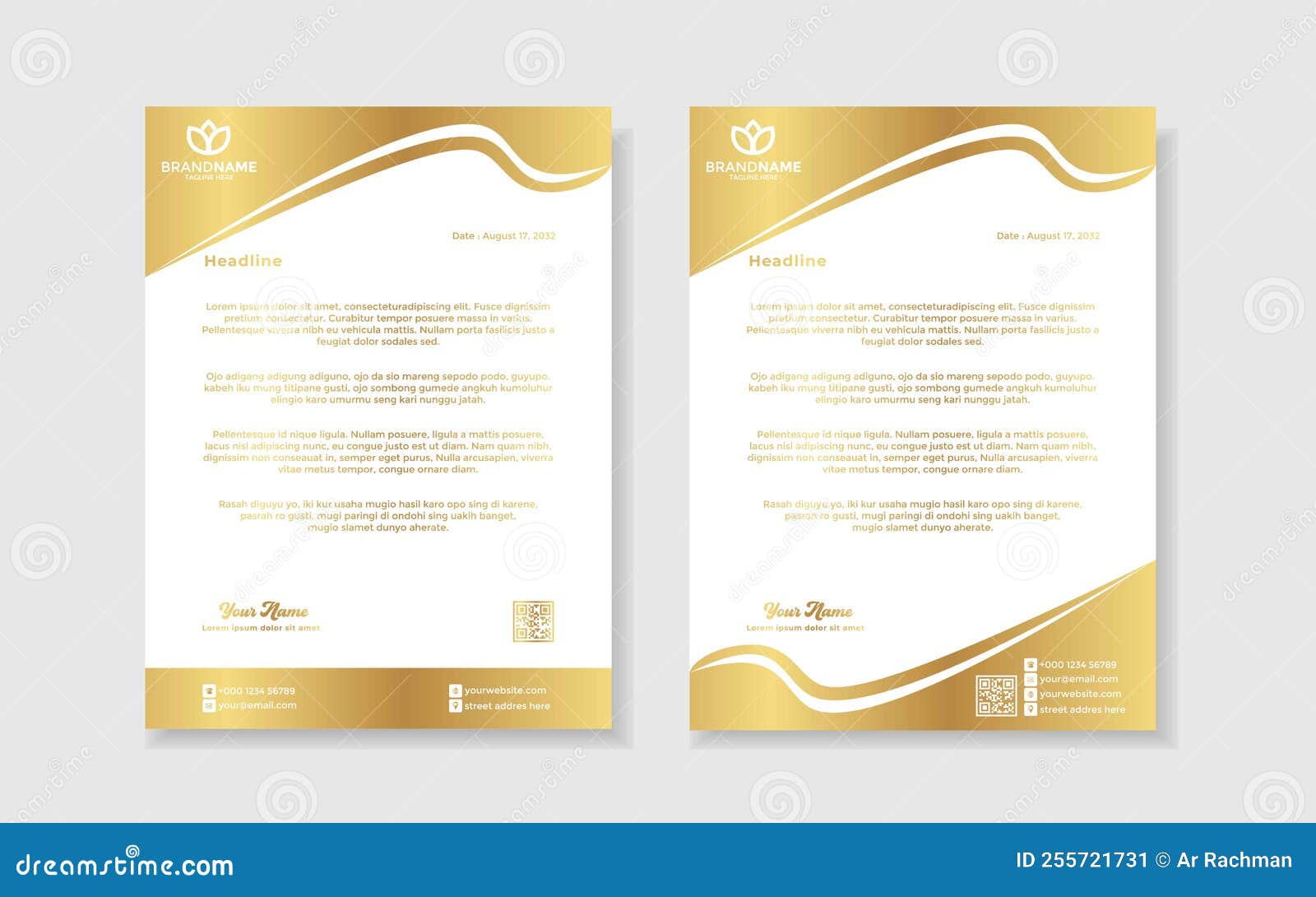 Golden Letterhead Design Template for Stationary for Business ...