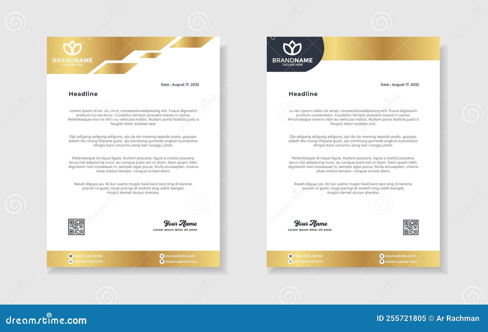 Golden Letterhead Design Template for Stationary for Business ...