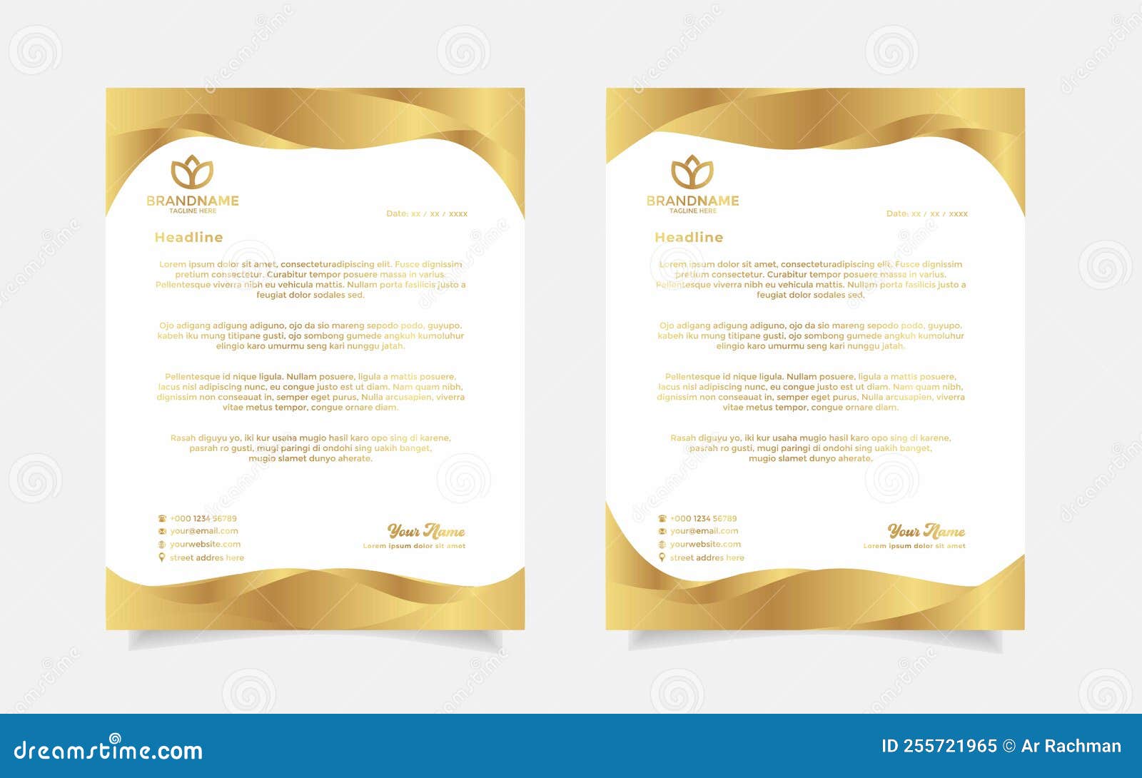 Golden Letterhead Design Template for Stationary for Business ...