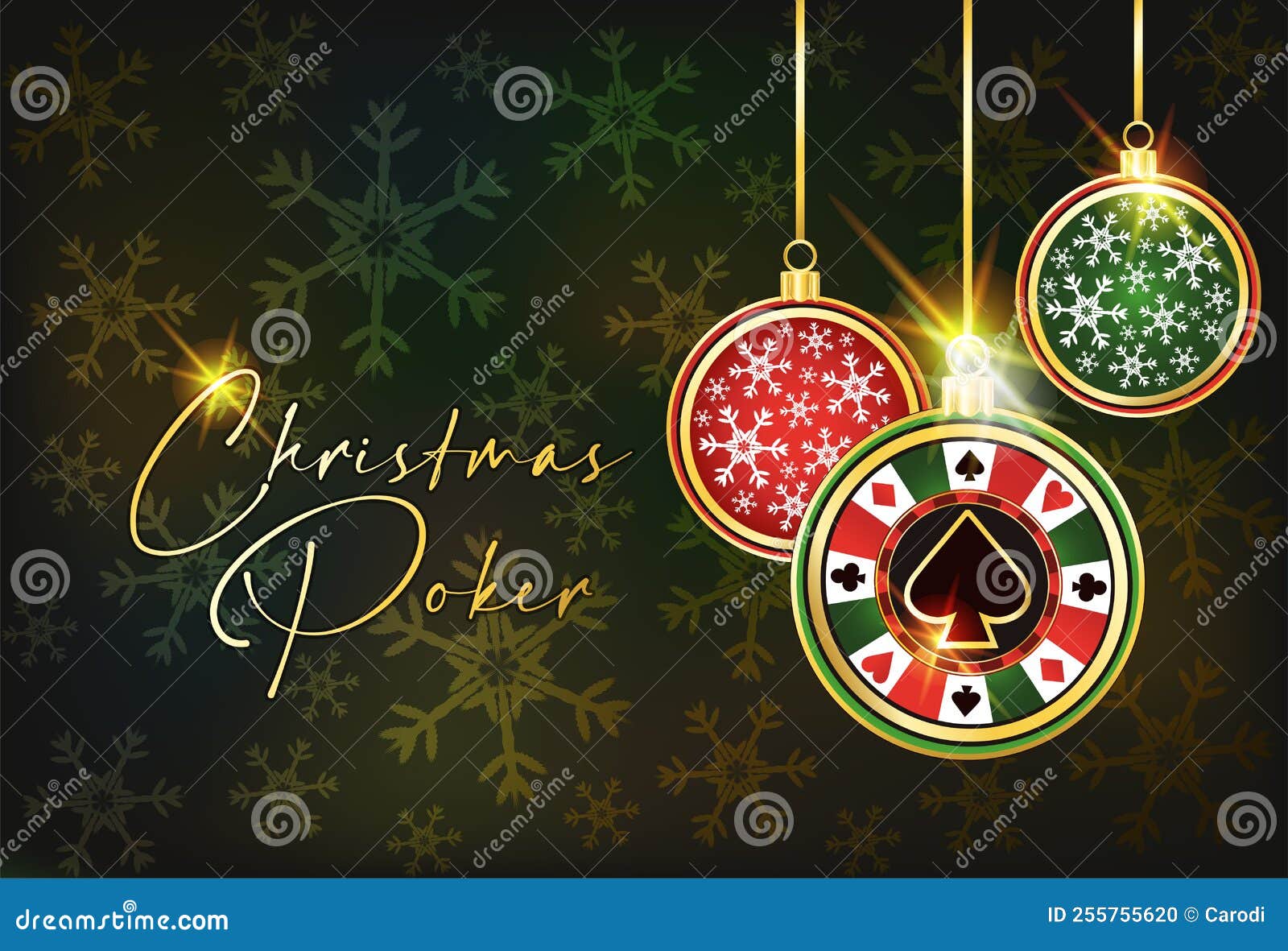 Happy New Year. Christmas Casino Banner with Spade Poker Chip, Vector ...