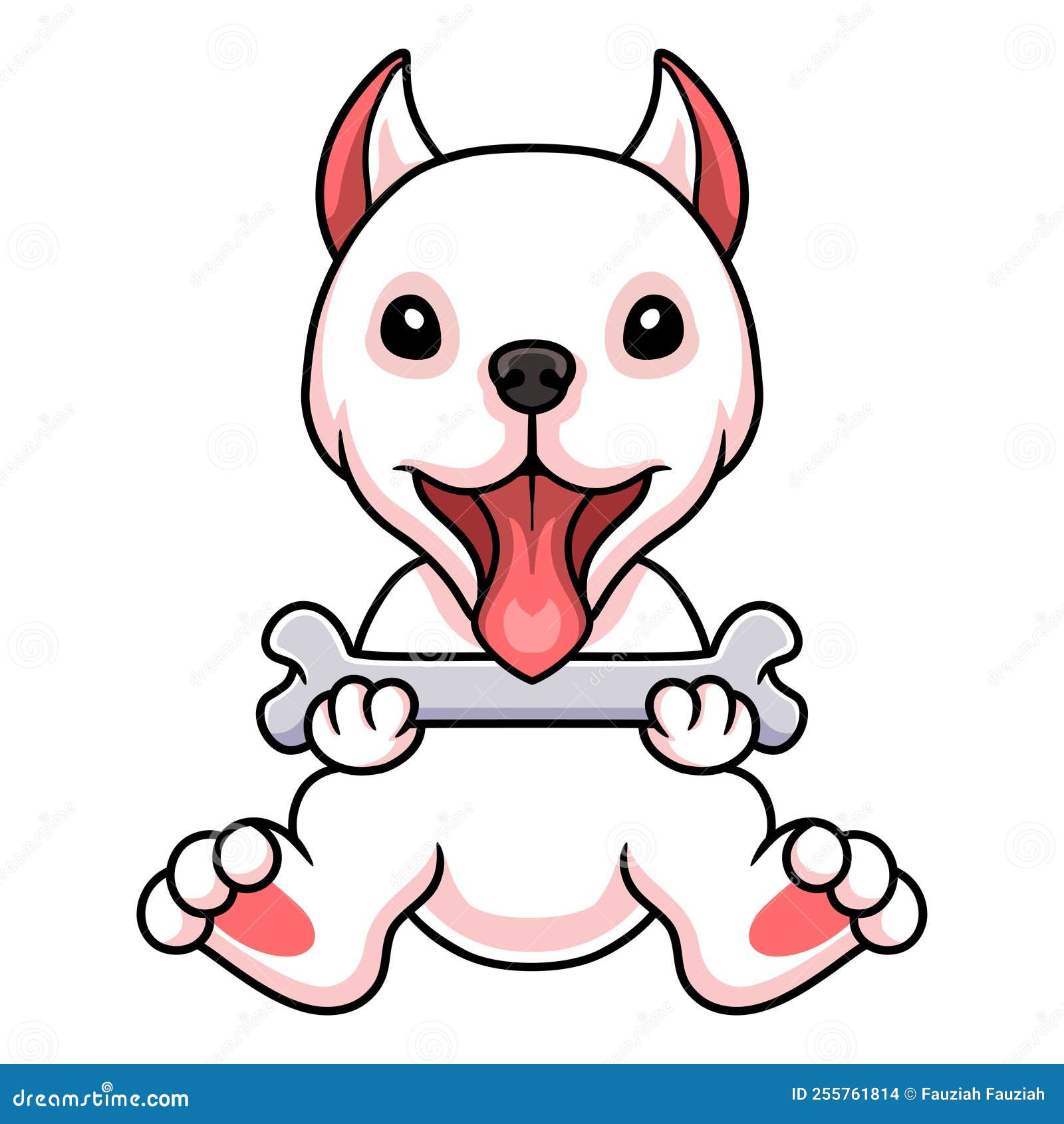 Cute Dogo Argentino Dog Cartoon Holding a Bone Stock Vector ...