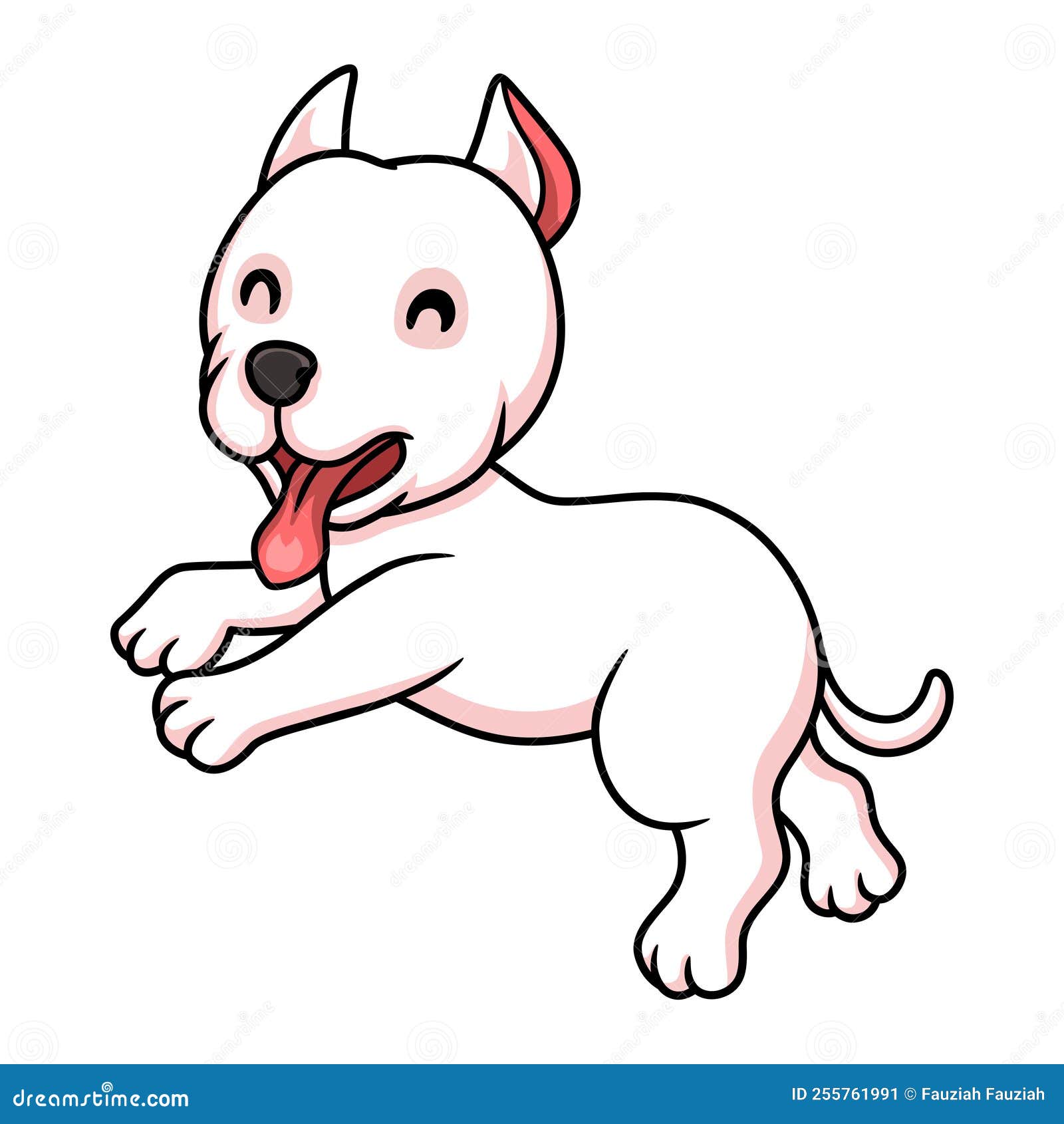 Cute Dogo Argentino Dog Cartoon Stock Vector - Illustration of kawaii ...
