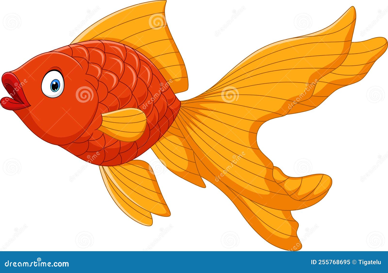 Cute Goldfish Crying, Funny Fish Cartoon Character Vector Illustration ...