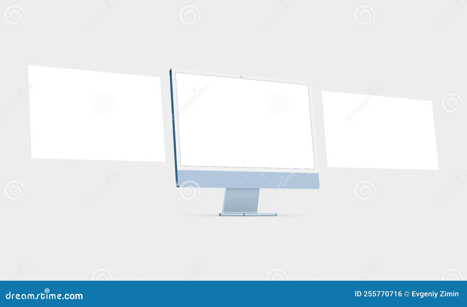 Modern Blue PC Monitor Mockup with Blank Web Pages Stock Vector ...