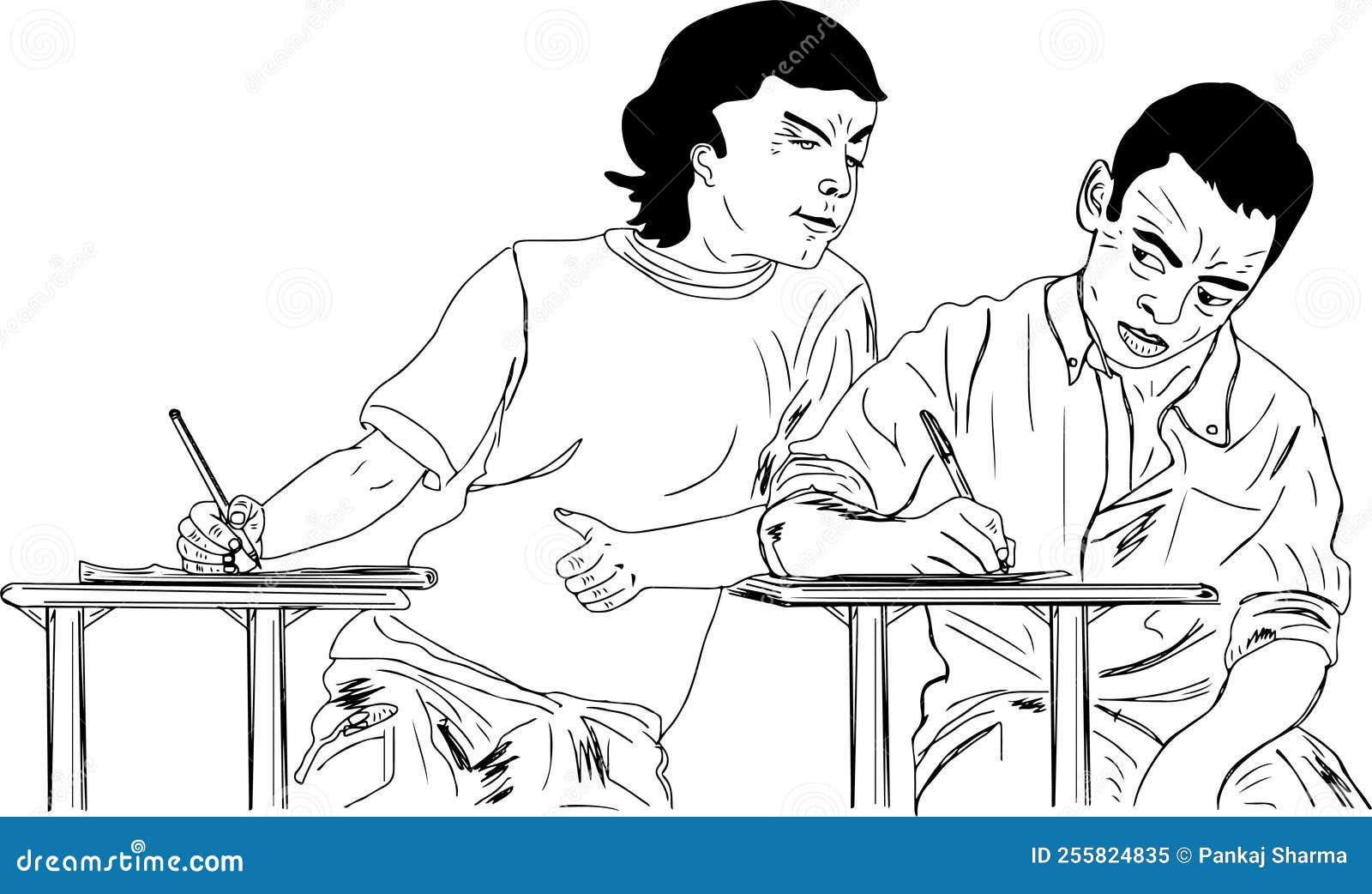 Cheating Student Cartoon Vector | CartoonDealer.com #34118195