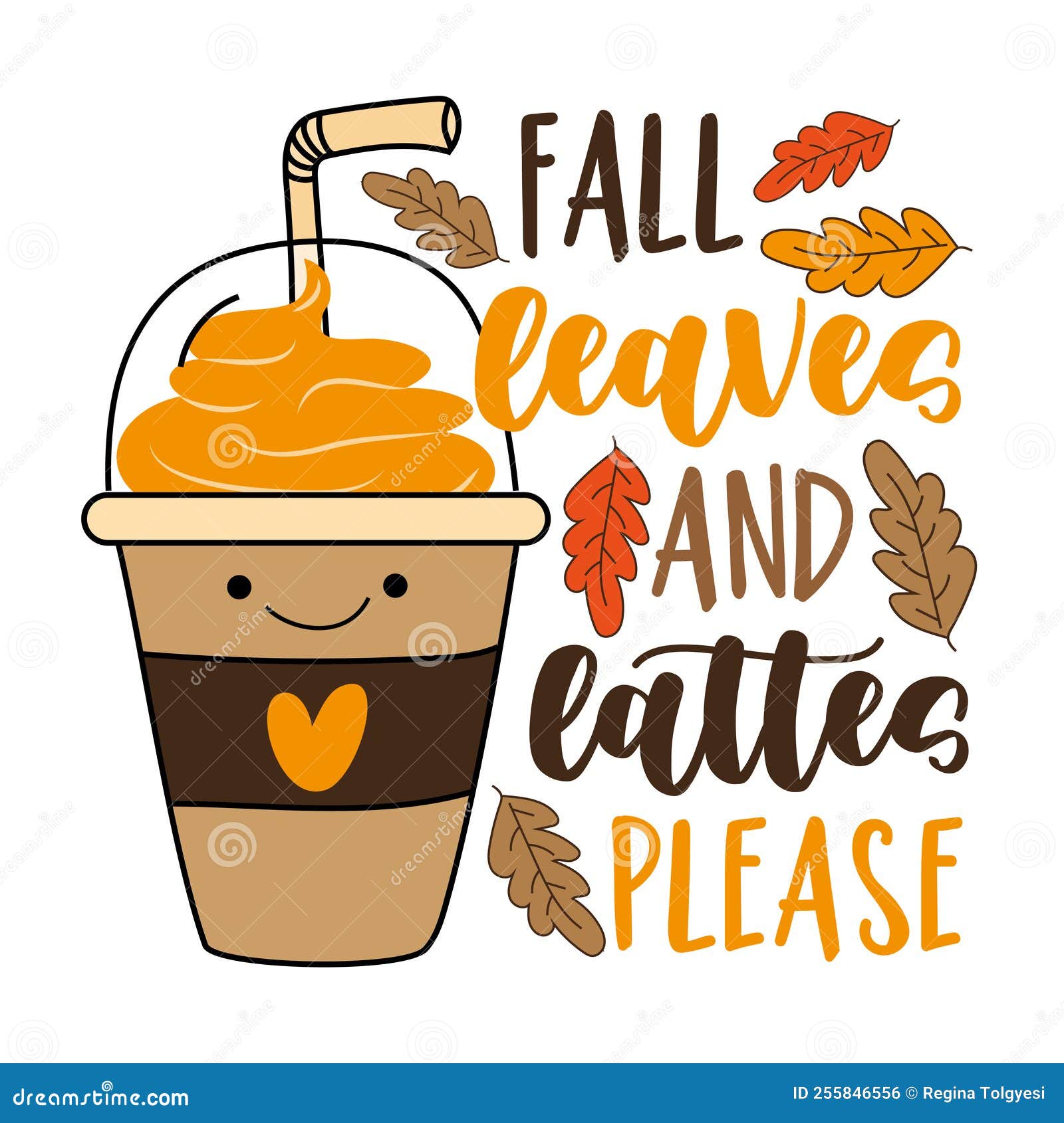 Fall Leaves and Pumpkin Please - Cute Take Away Coffe Cup with Straw ...
