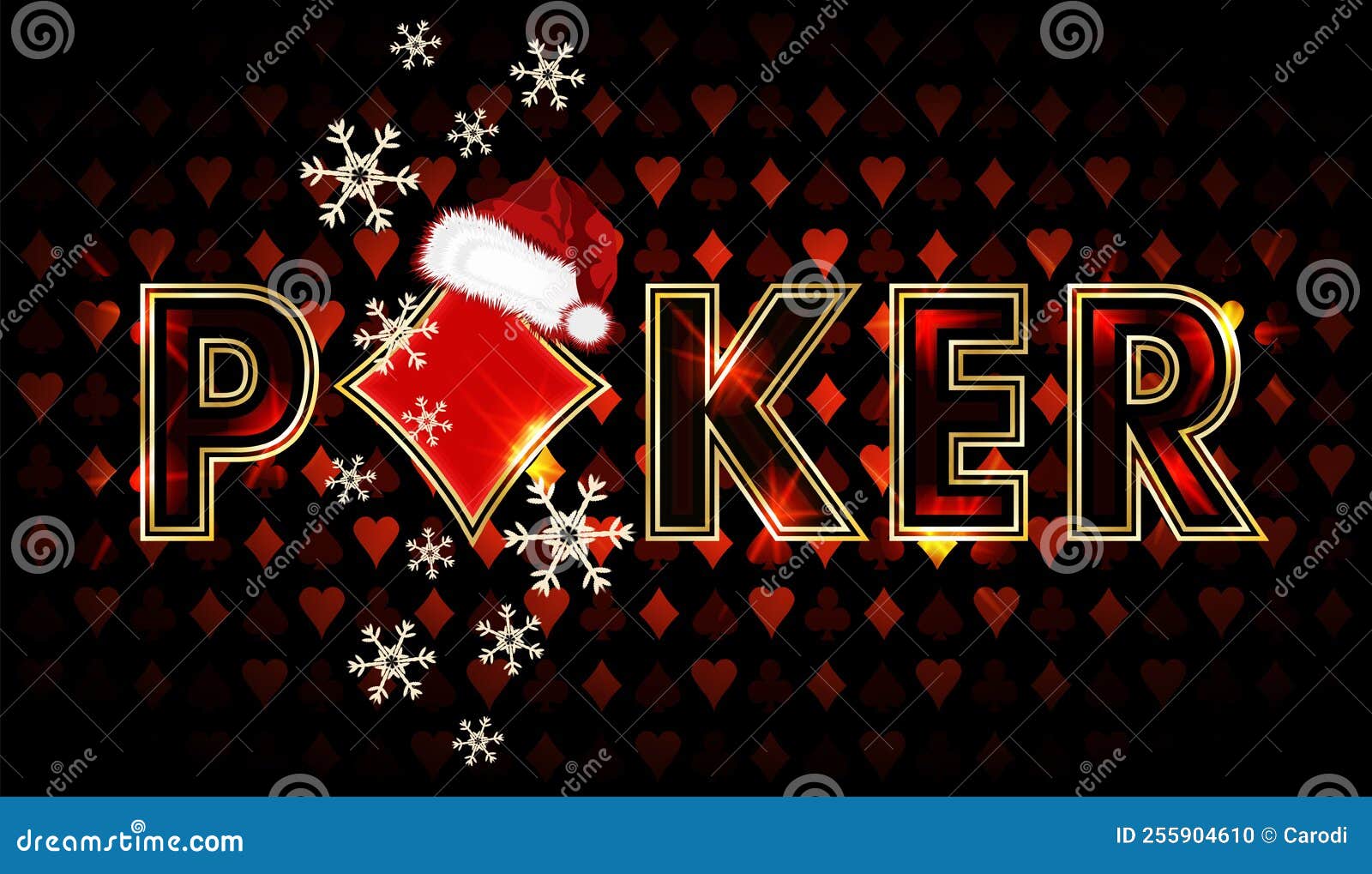Christmas Poker Card with Santa Claus Hat and Diamonds Sign, Vector ...