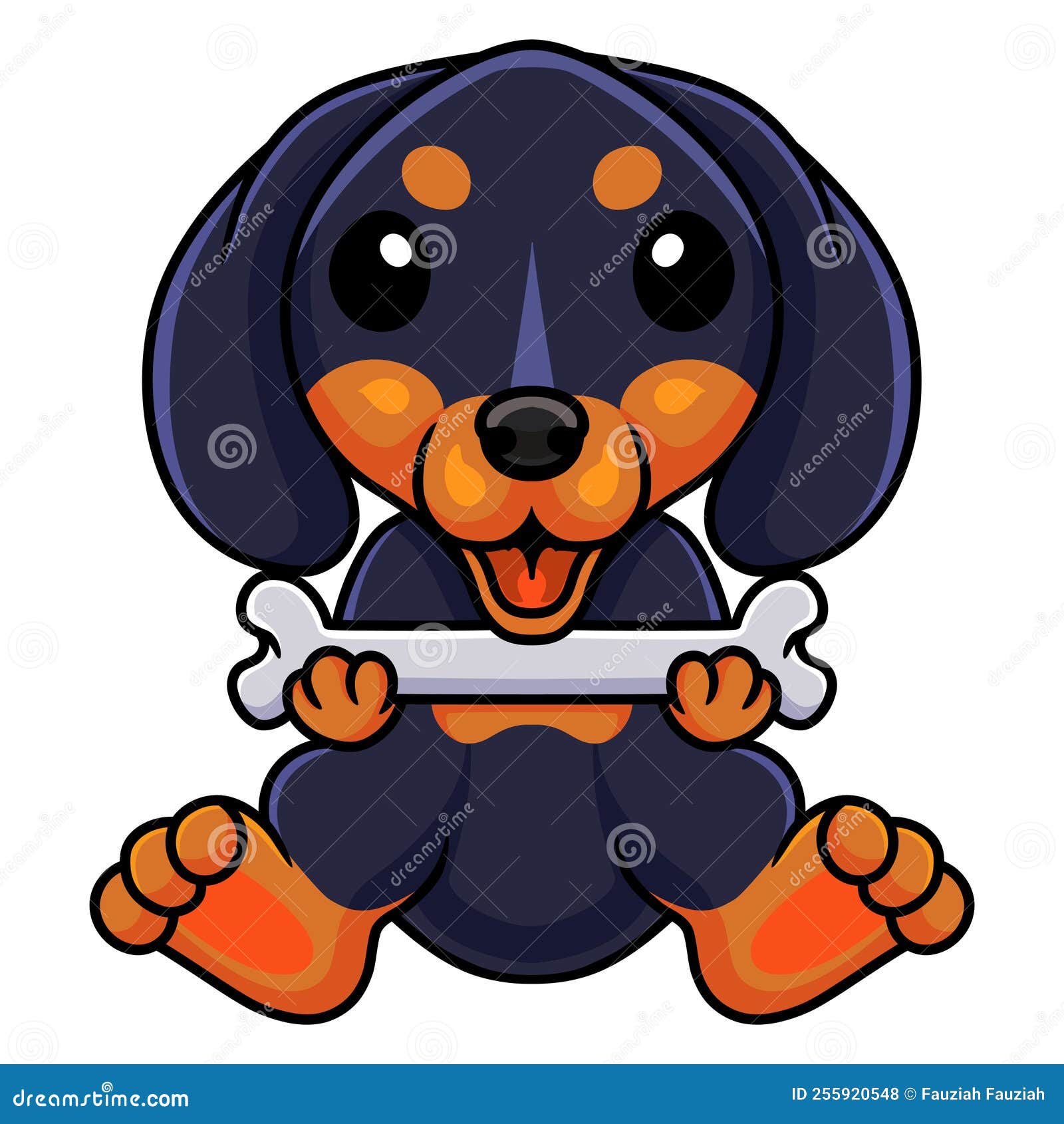 Cute Dashund Dog Cartoon Holding a Bone Stock Vector - Illustration of ...