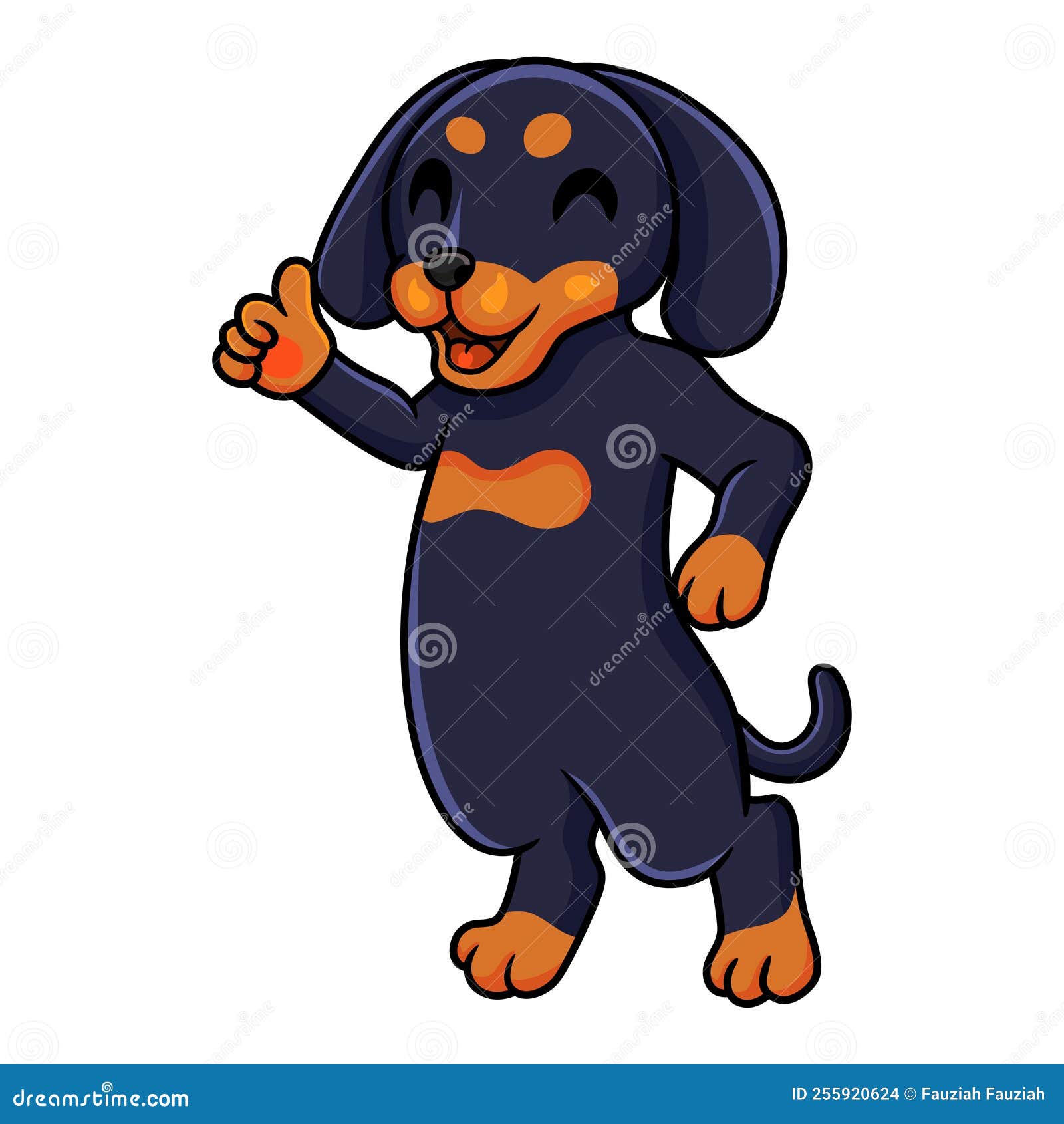 Cute Dashund Dog Cartoon Giving Thumb Up Stock Vector - Illustration of ...