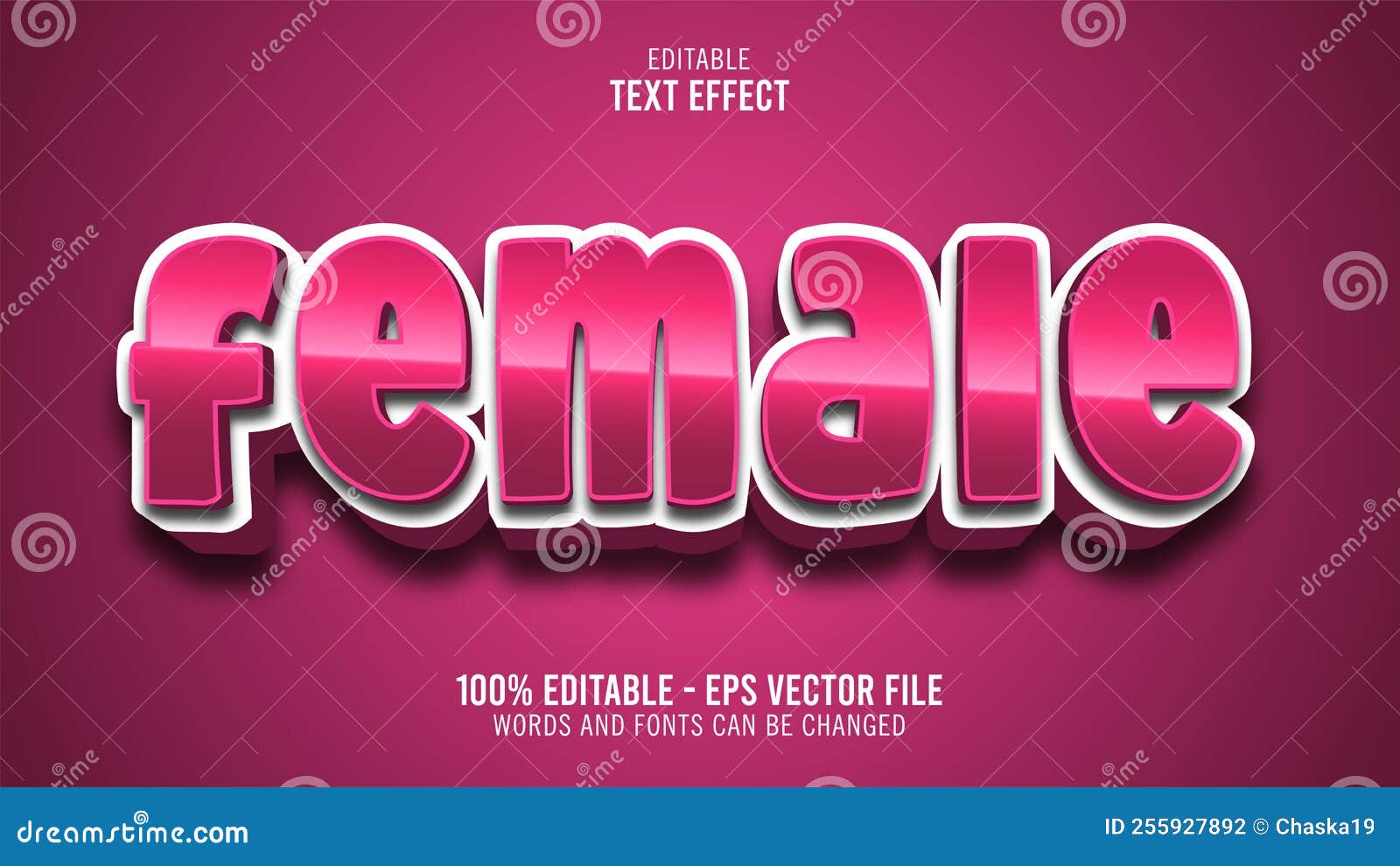3d Female Editable Text Effect for Illustrator Stock Vector ...
