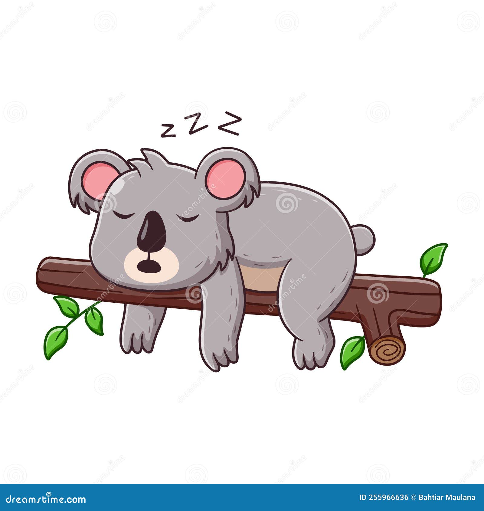 Cute Koala Cartoon Sleeping on Tree Branch. Animal Icon Concept. Flat ...