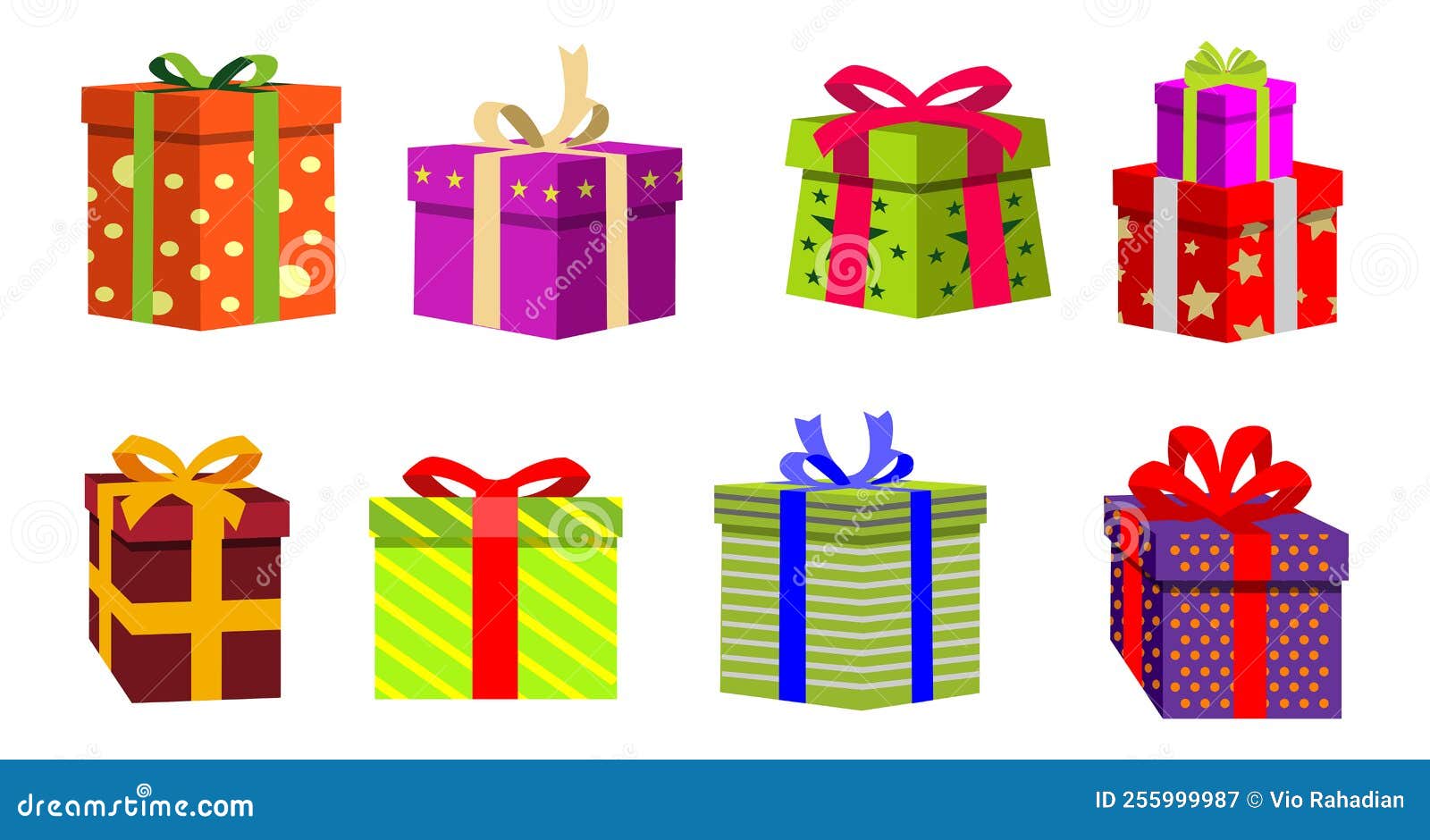 Holiday Gift Boxes Isolated Flat Style Stock Image - Image of parcel ...