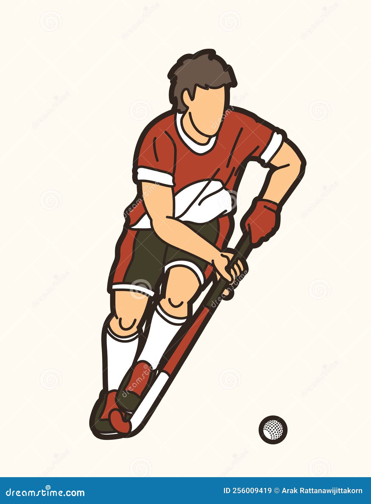 Field Hockey Sport Male Player Action Cartoon Graphic Vector Stock ...