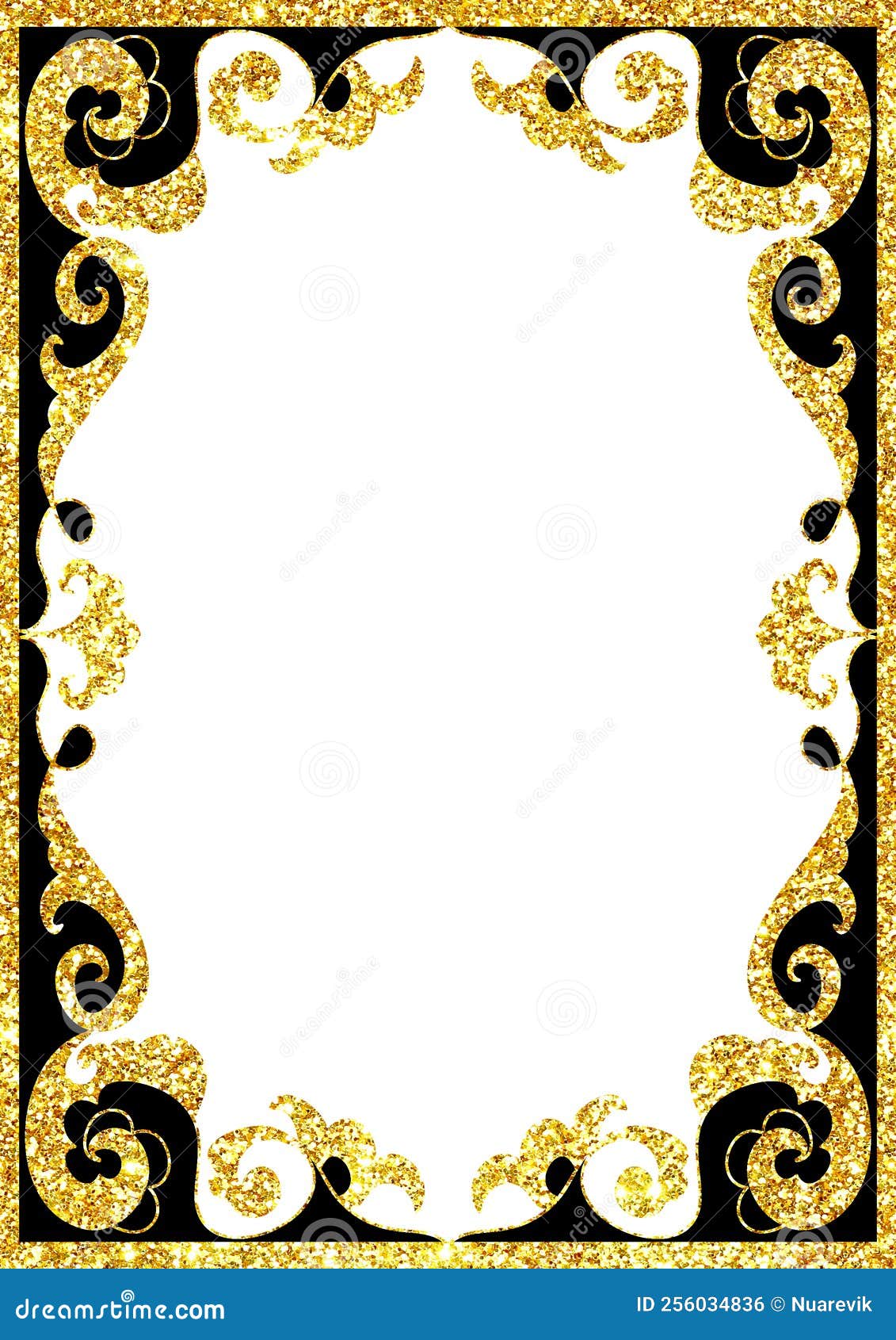 Decorative Golden Glitter Floral Frame Vertical Format with Text Place ...