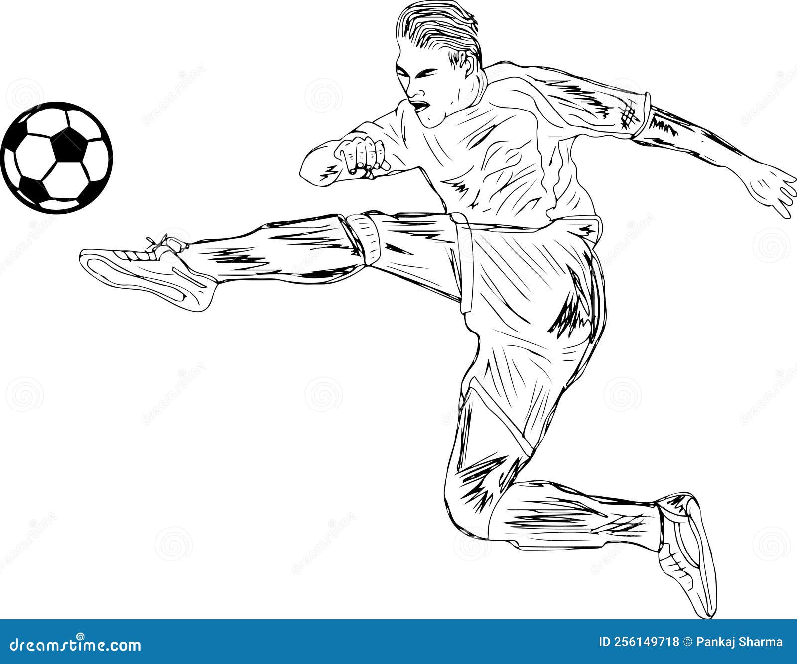 Football Player Outline Vector Illustration, Soccer Player Sketch ...