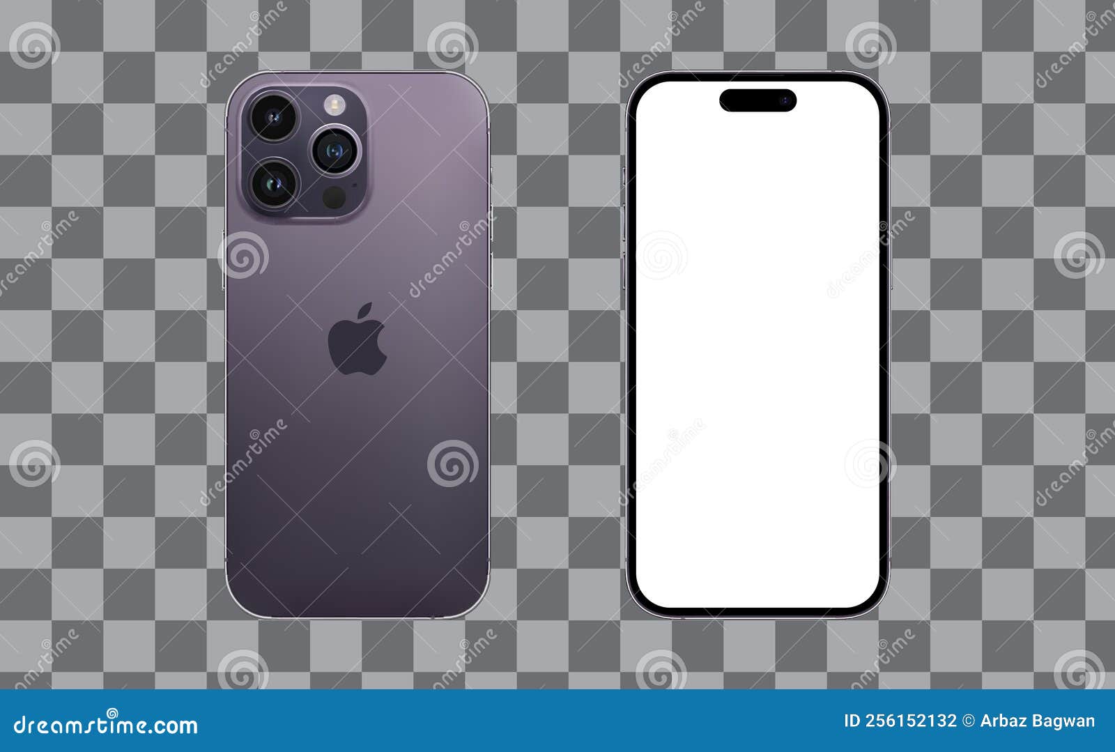 Apple Iphone 14 Pro Max Mockup Deep Purple Color on Transparent ...