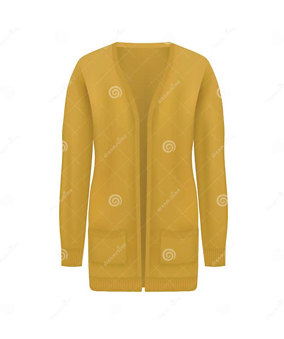 Women yellow jumper stock vector. Illustration of cardigan - 256199326