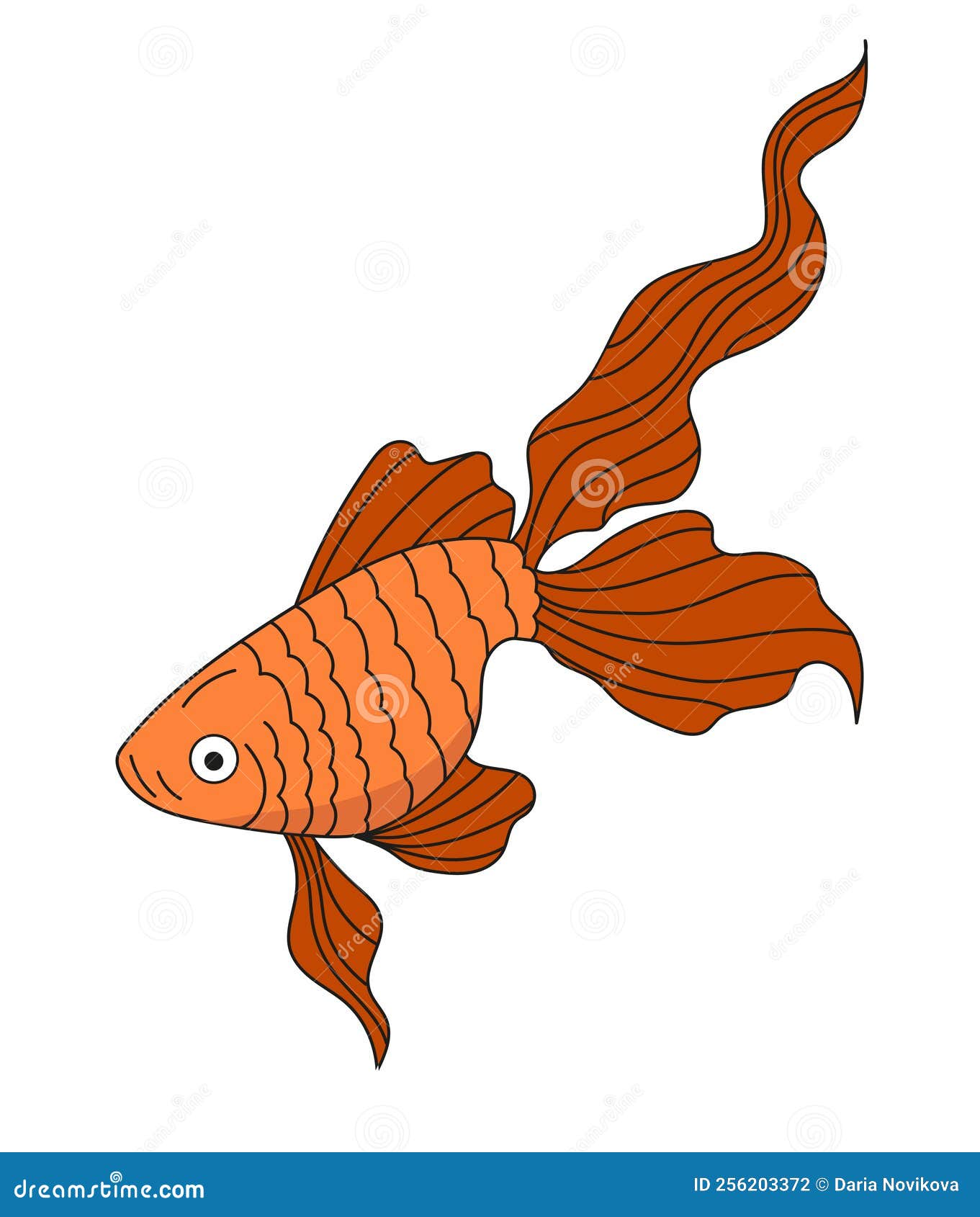 Goldfish Illustration. Sea and Ocean Inhabitant Fish Icons. Orange Fish ...