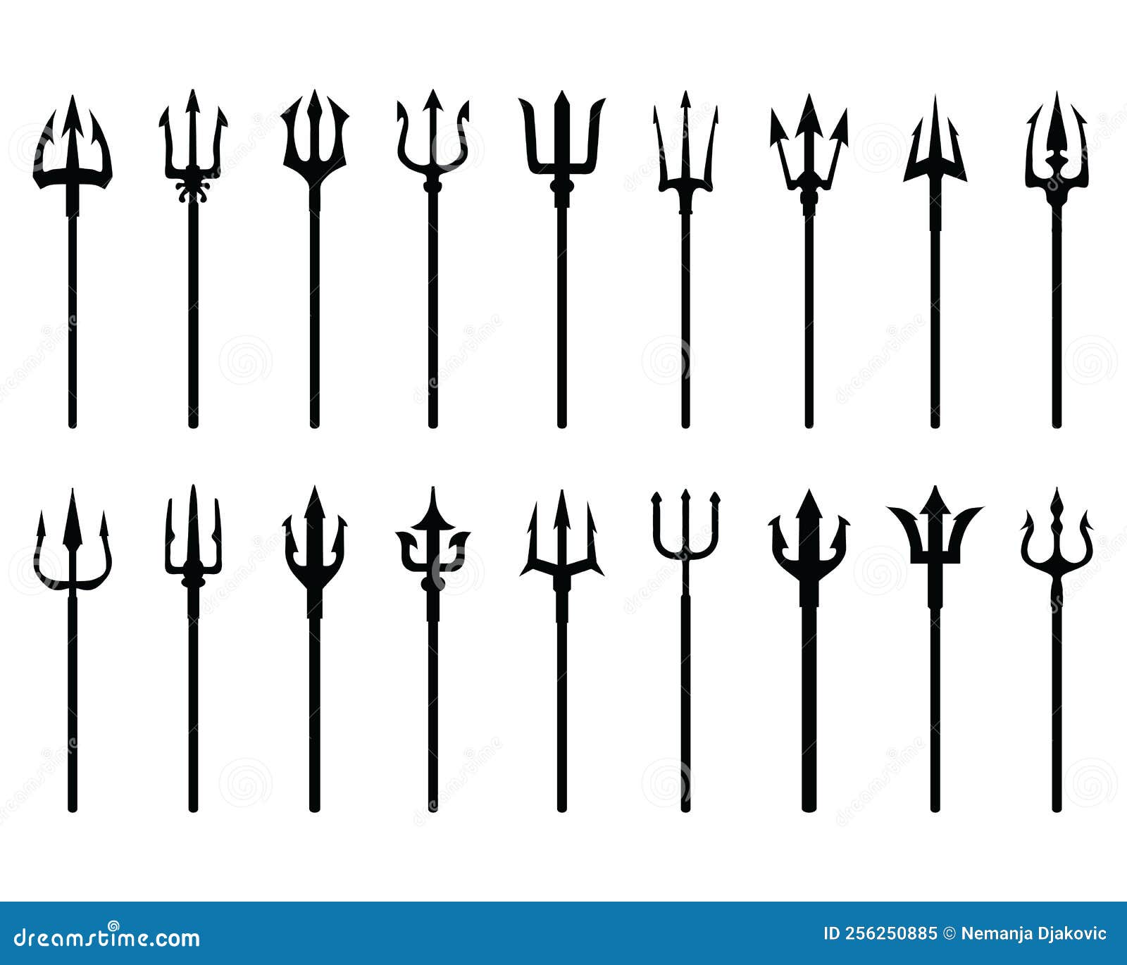 Set of Trident, Black Silhouettes Stock Illustration - Illustration of ...